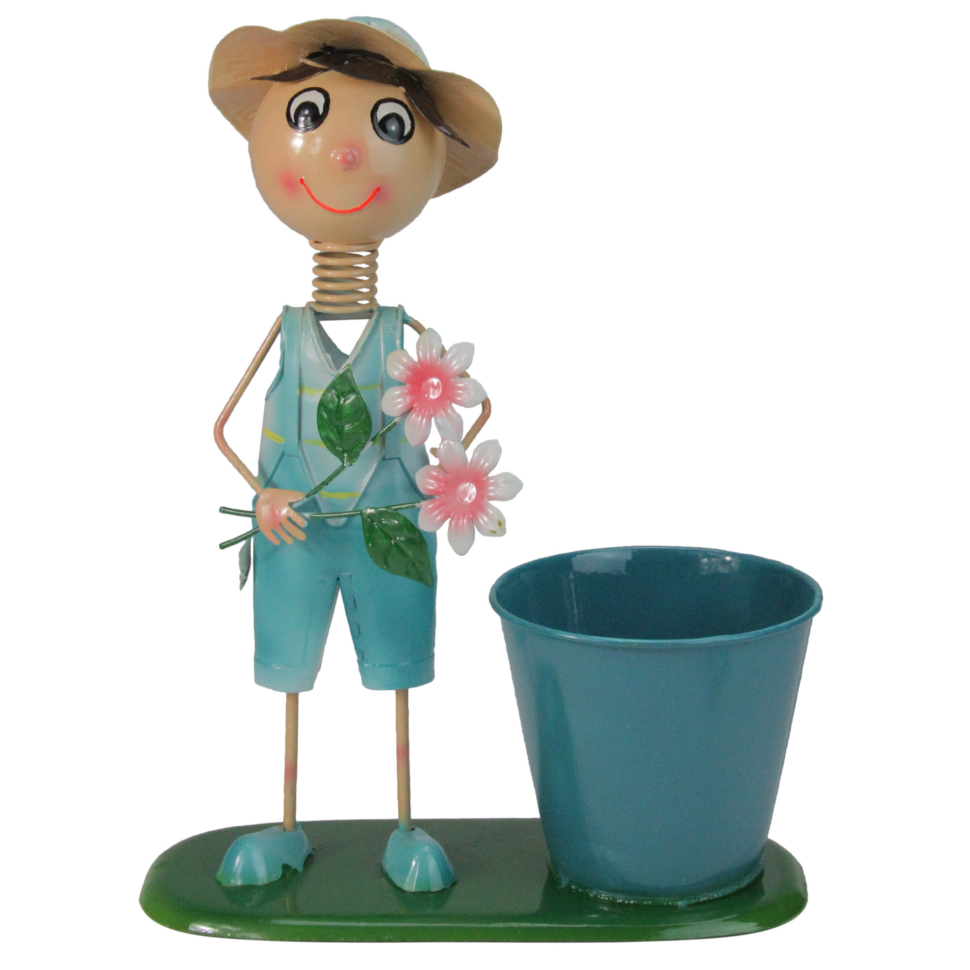 Northlight Seasonal 13.5" Blue Boy with Overalls and Flowers Spring ...