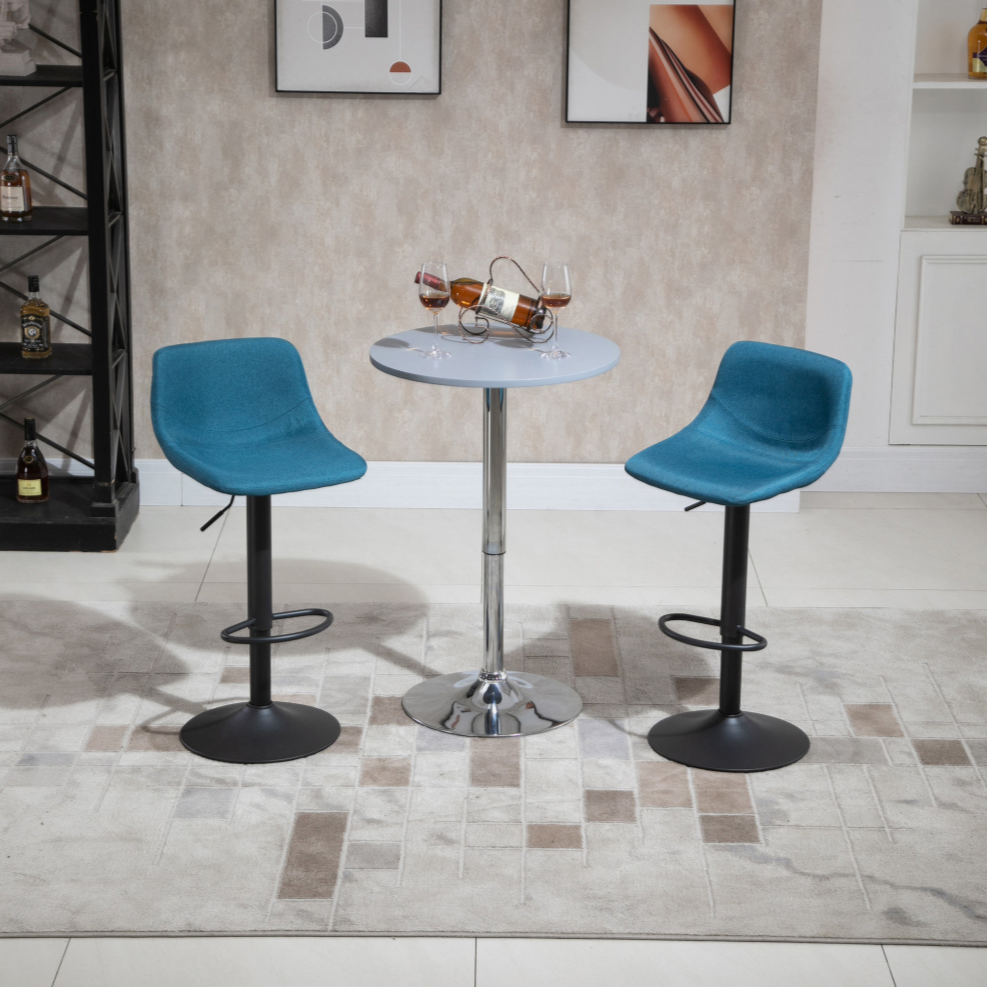 Corrigan Studio HOMCOM Adjustable Bar Stools, Swivel Bar Height Chairs ...