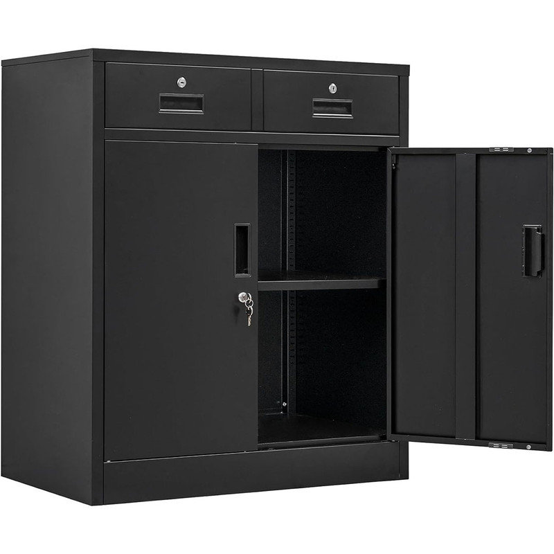 Hokku Designs Metal Locking Storage Cabinet with Two Drawers, Storage ...