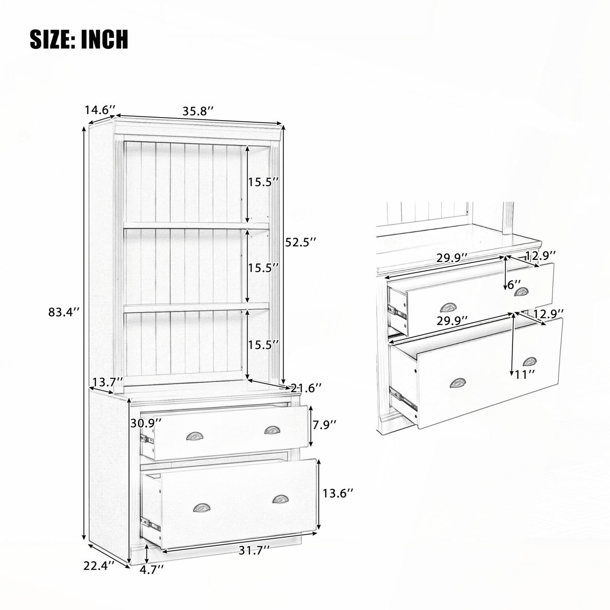 Hokku Designs 83.4"Tall Bookshelf with LED Lighting, Modern Bookcase ...