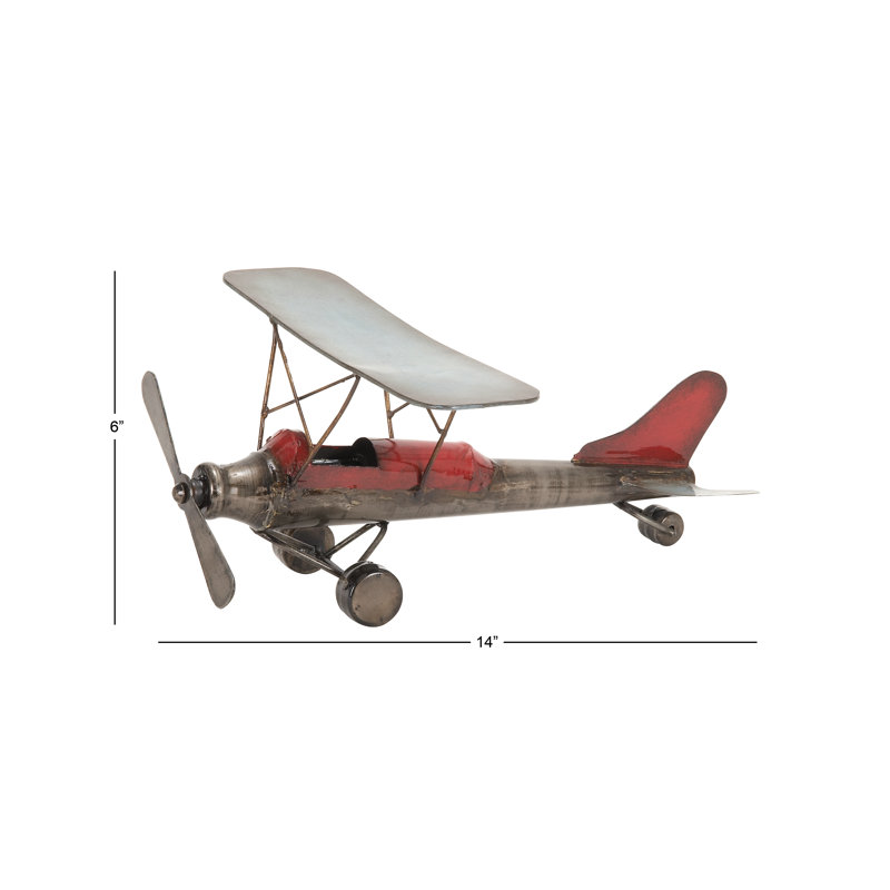 Williston Forge Metal Airplane Decorative Gray Sculpture & Reviews ...