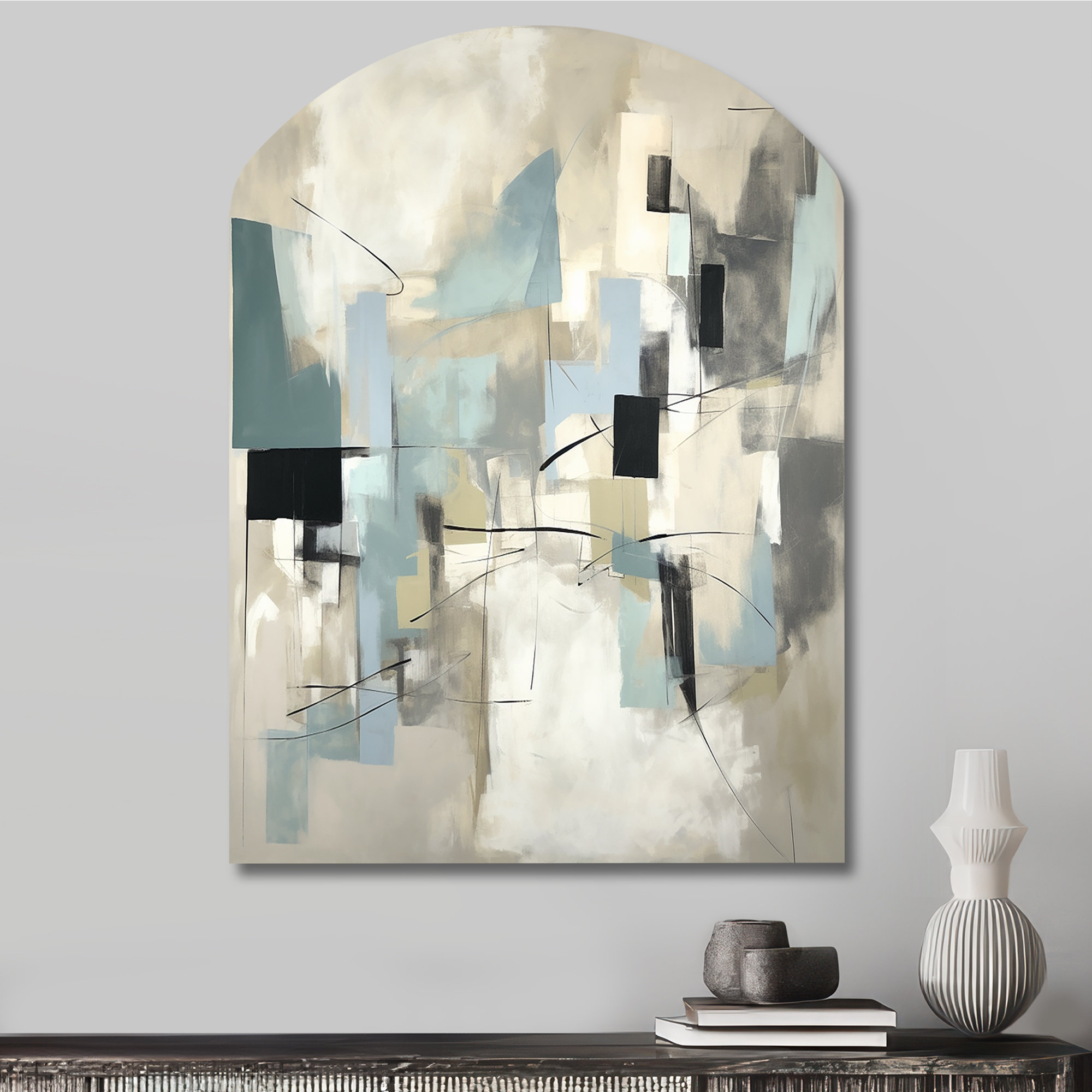 Design Art Beige And Grey Unbounded Creativity II - Arch Abstract ...