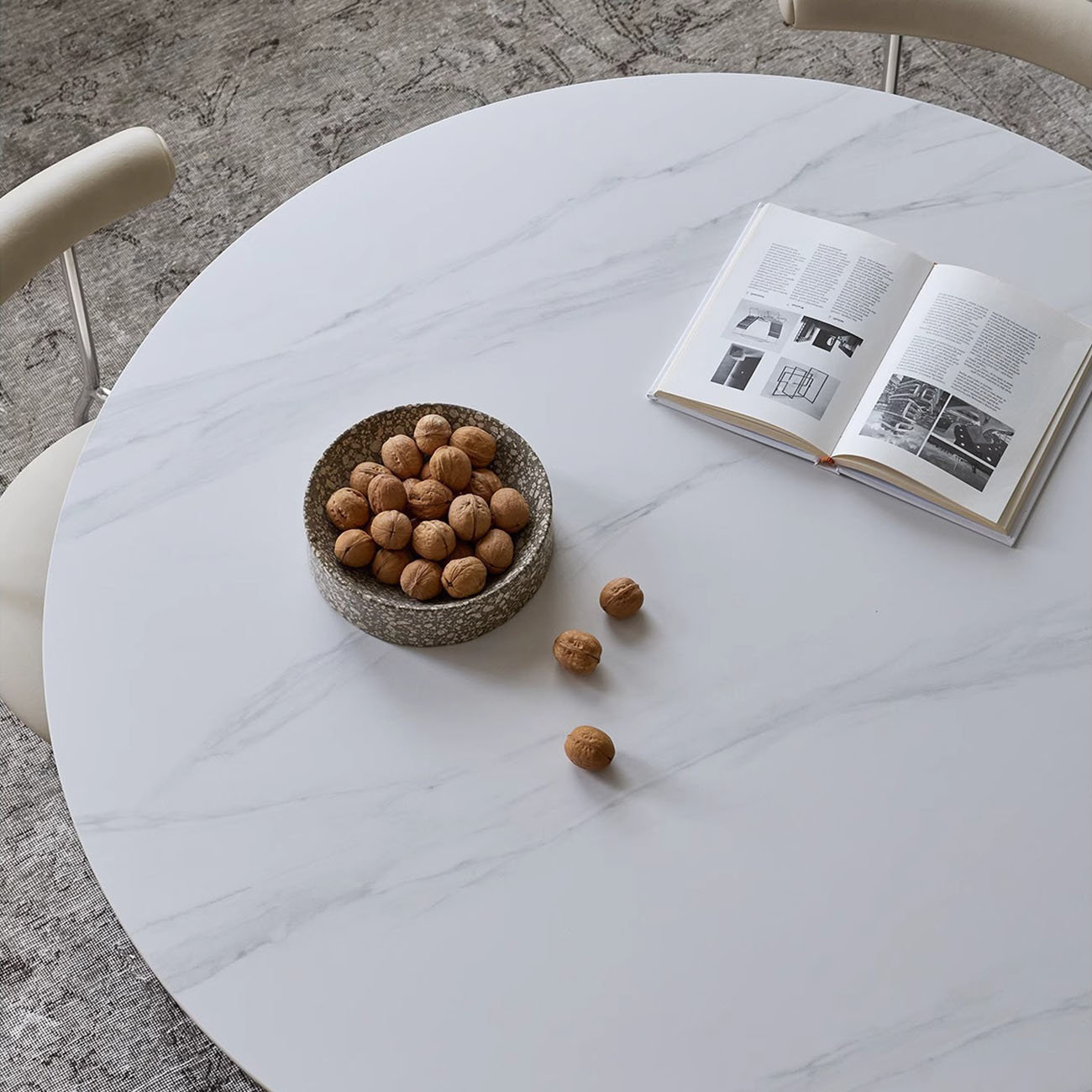 RESROS Light French Vintage Cream Round Dining Table | Wayfair