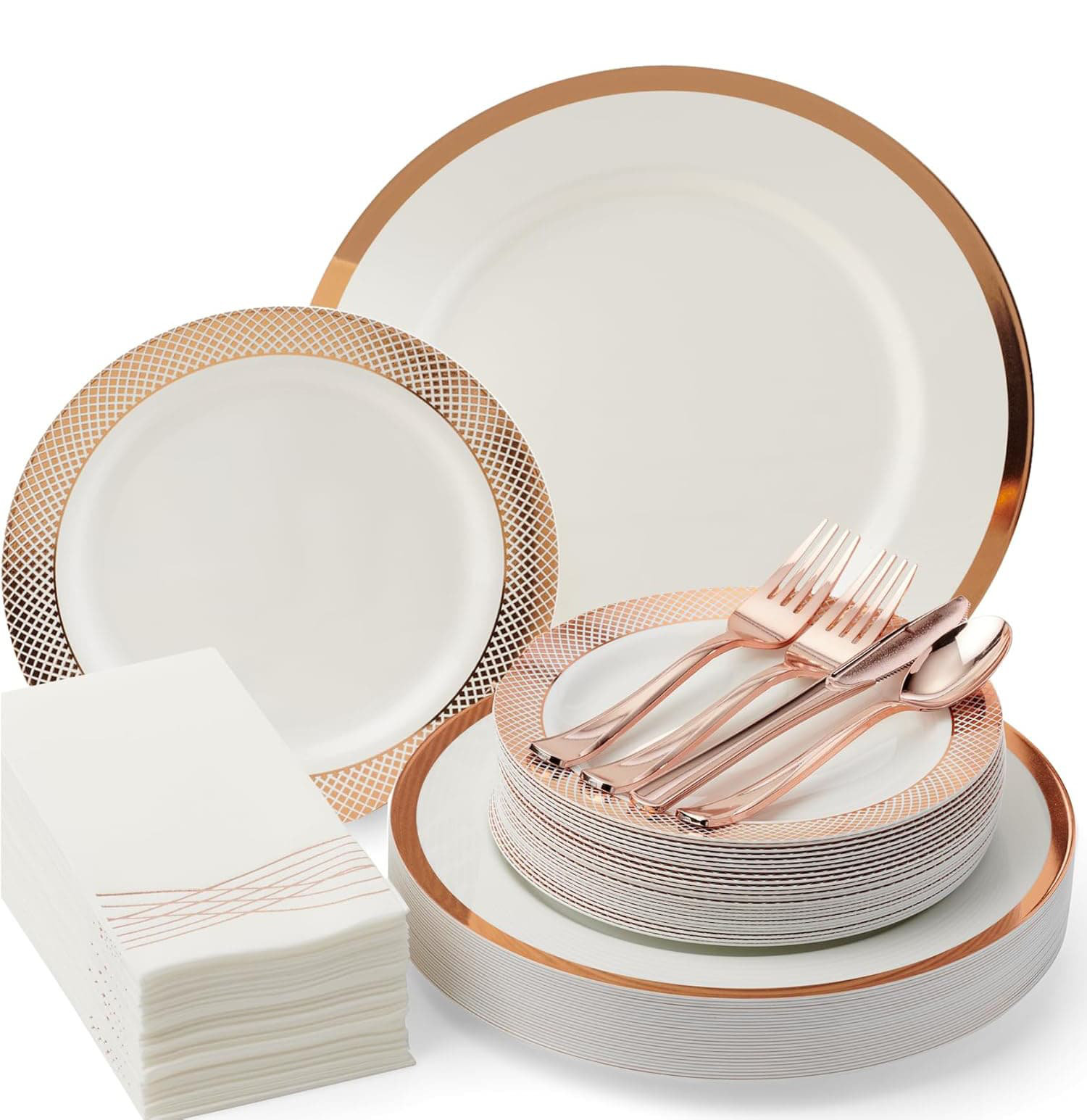 SAPESHA HEAVYWEIGHT 175PCS Elegant Disposable Dinnerware Set with ...