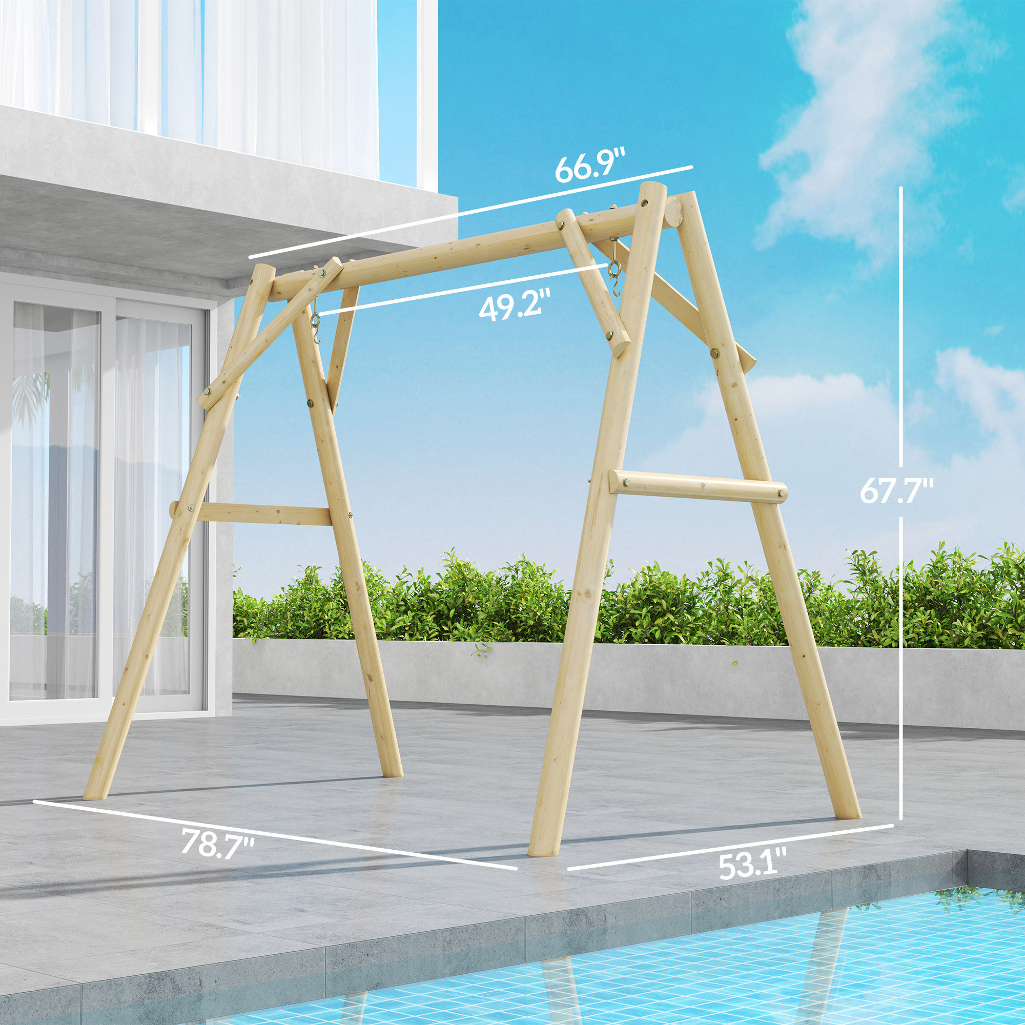 Arlmont & Co. 660 Lbs Porch Swing Frame, Heavy Duty A-Frame Wooden ...