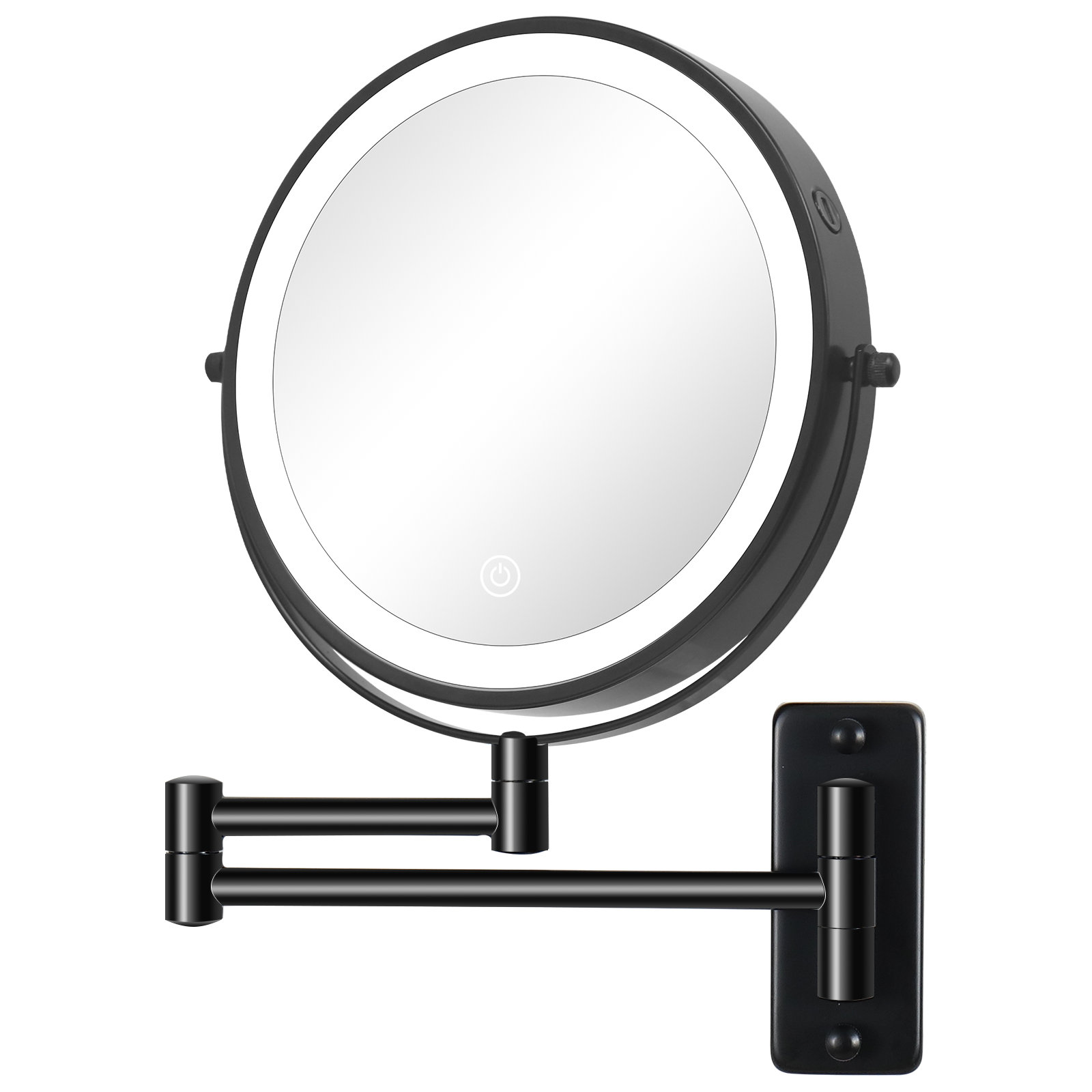 Ebern Designs Lighted Makeup Mirror, Rechargeable 8 inch 1x/10x Wall ...