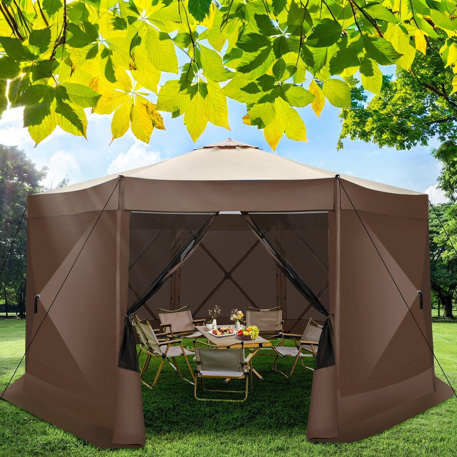 TOOLUCK 15x15 Screen Room with Mosquito Netting, Hub Tent Instant ...