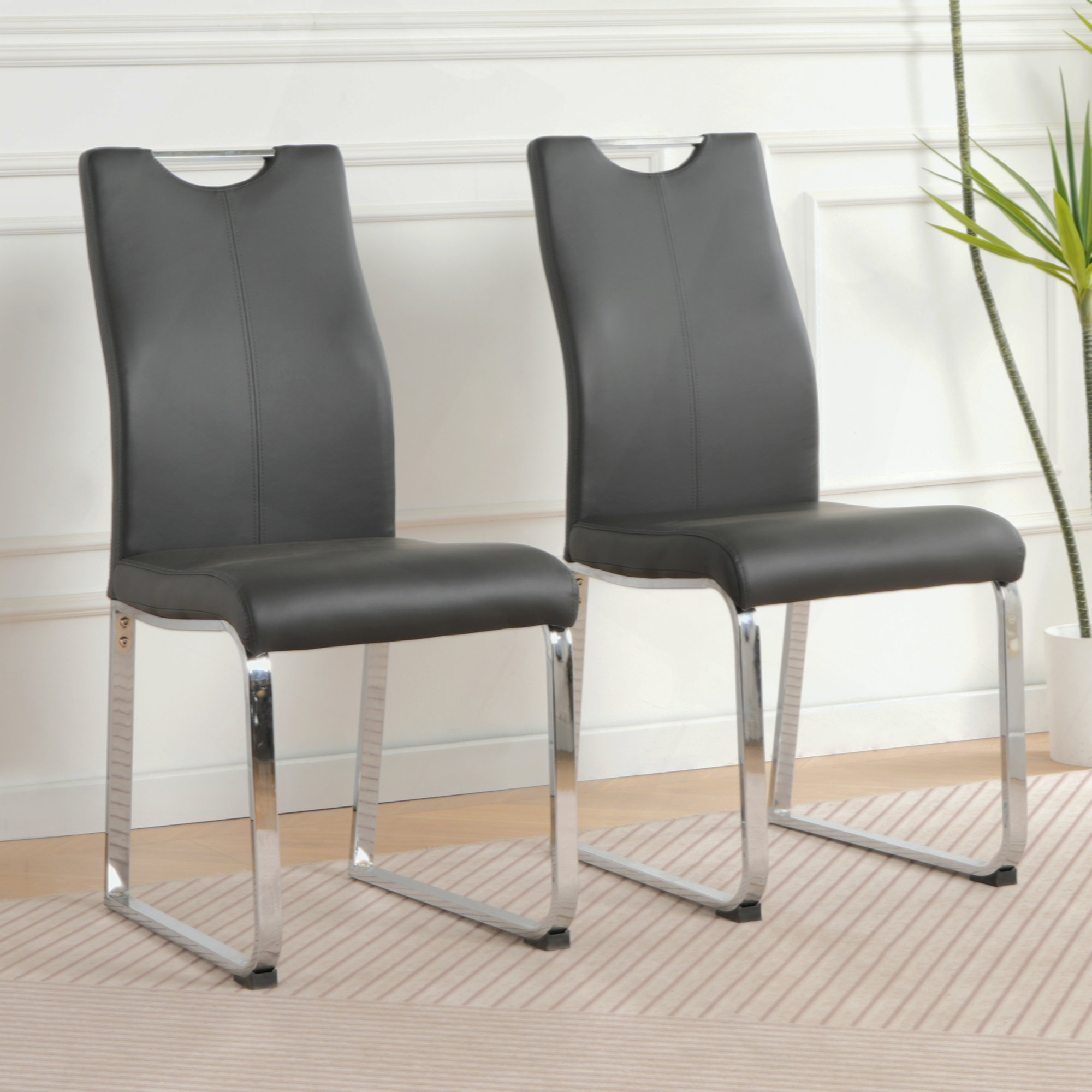 Latitude Run® Modern PU dining chair, cloth upholstered chair ...