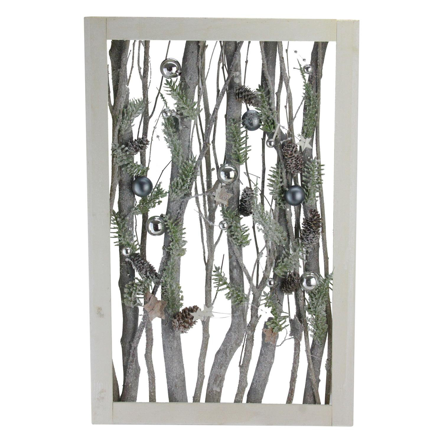 Northlight Seasonal Decorated Standing Birch Branches in Wood Frame ...