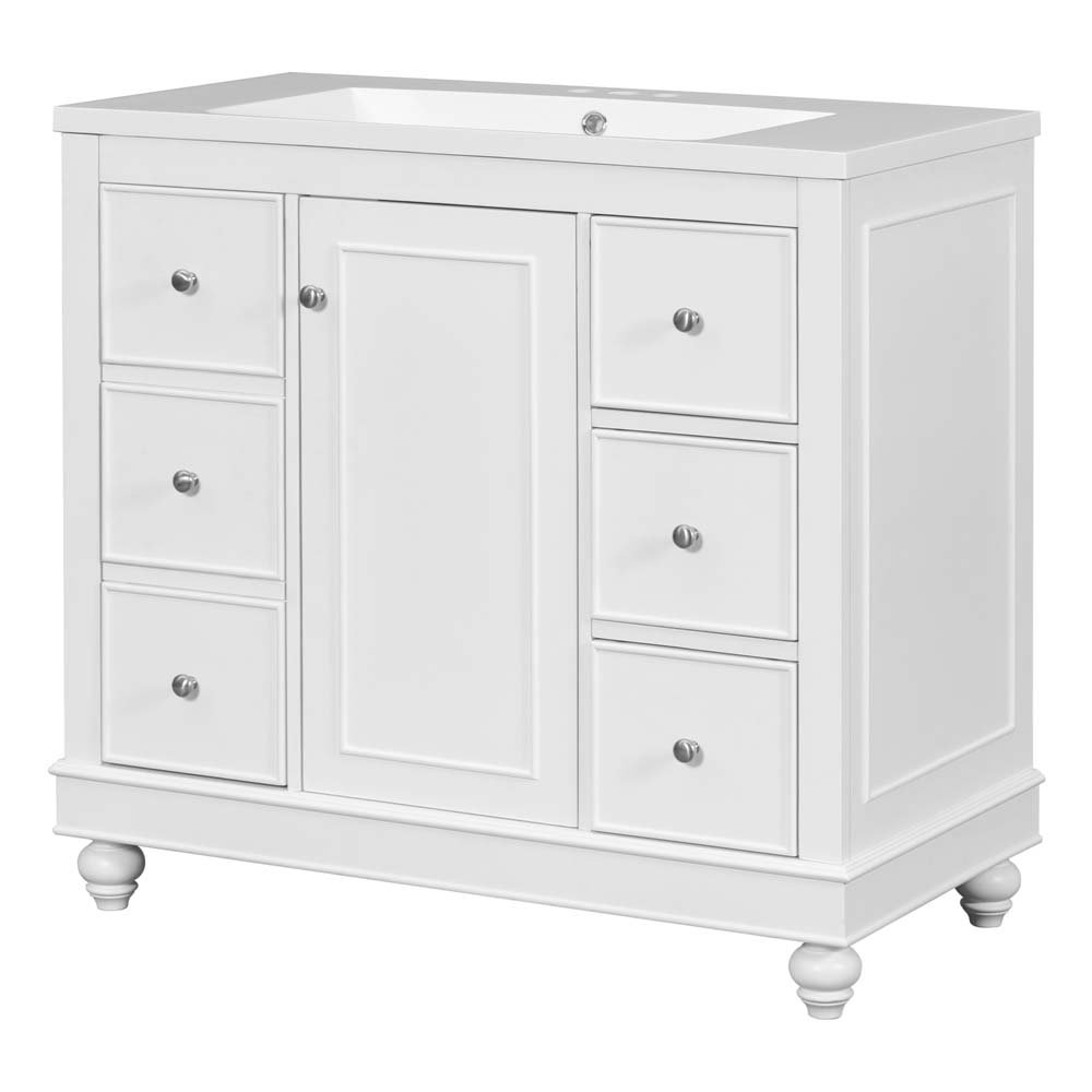 Tandoori Contemporary White Bathroom Vanity Cabinet with Resin ...