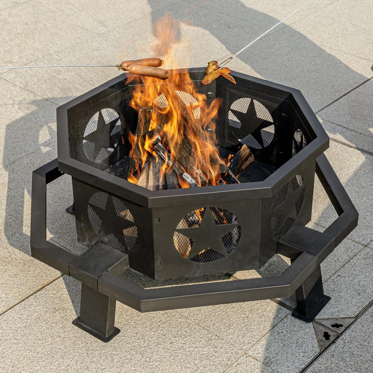 Williston Forge 35 inch Fire Pit for Outside, Heavy Duty Wood Burning ...