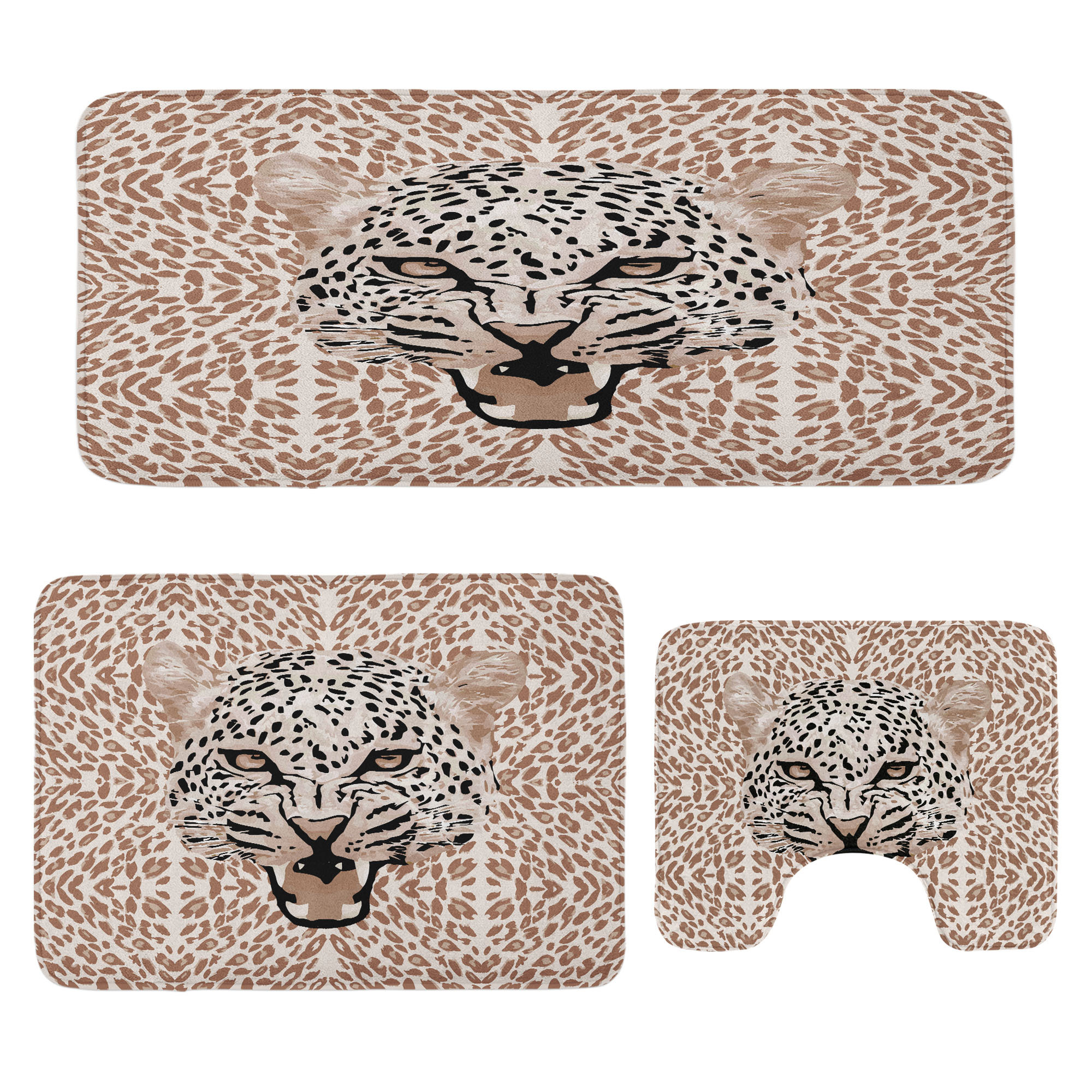 East Urban Home African Bathroom Rug Set 3 Pieces U-Shape & Rectangle Mats Cocoa Beige Black ...