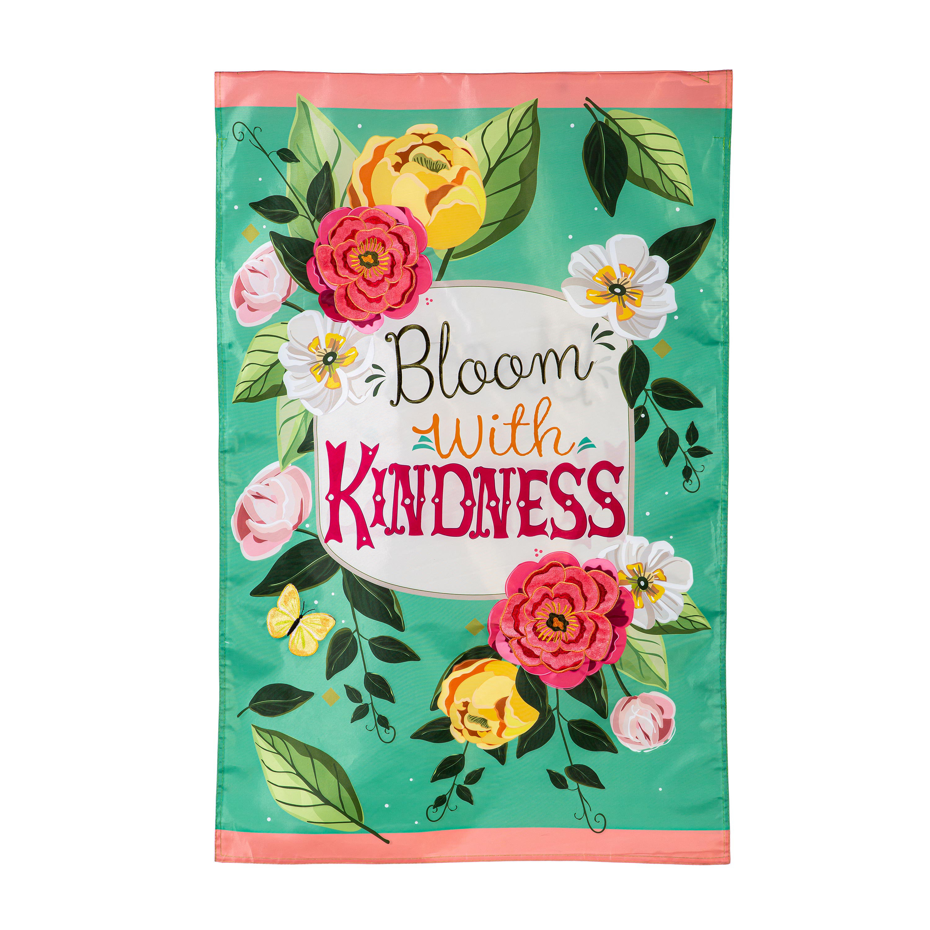 Red Barrel Studio® Bloom with Kindness Applique House Flag | Wayfair