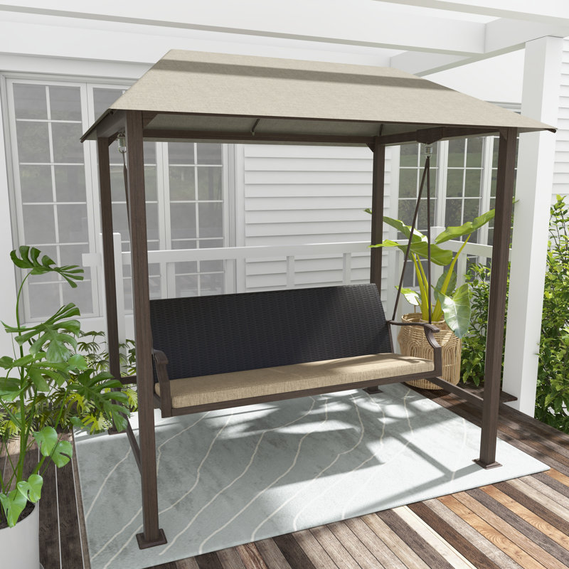 Hokku Designs Adelicia Porch Swing with Canopy Outdoor Cover & Reviews ...