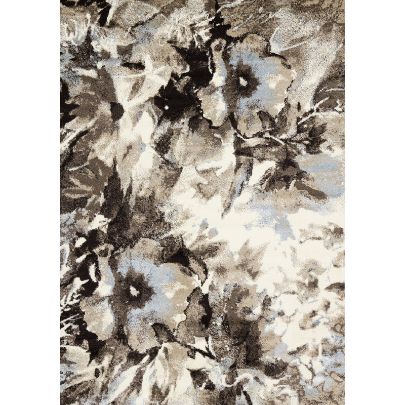 Latitude Run® Britton Floral Brown/Black Area Rug & Reviews | Wayfair