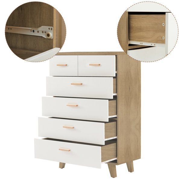Corrigan Studio Wooden Drawer Dresser, 6-drawers Storage Cabinet, With ...