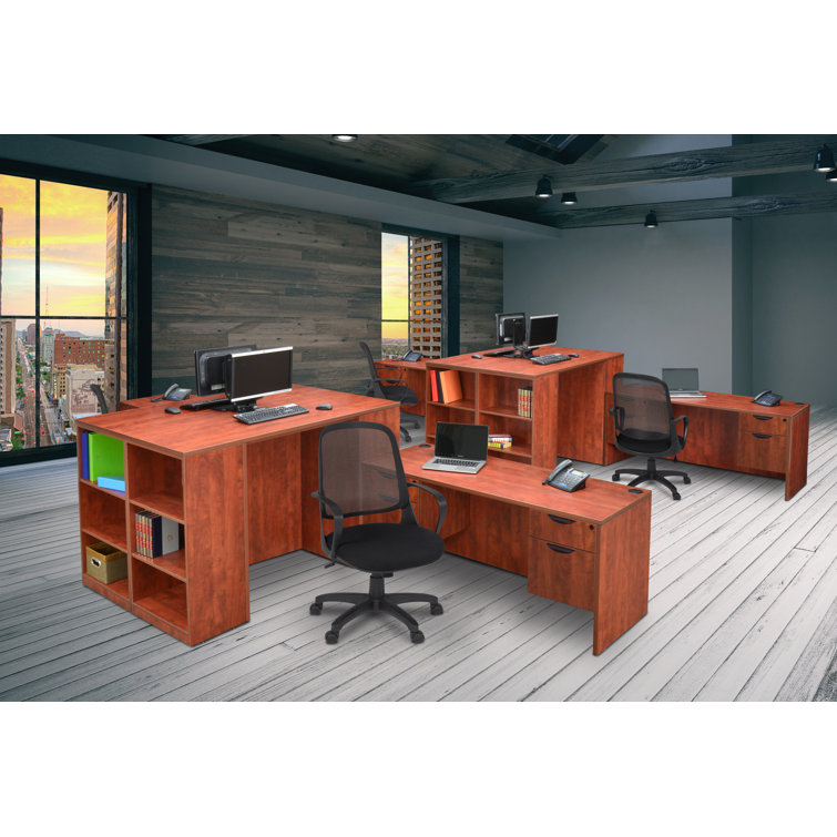 Inbox Zero Nevjana Office Desk with Double Pedestal Drawer Unit | Wayfair
