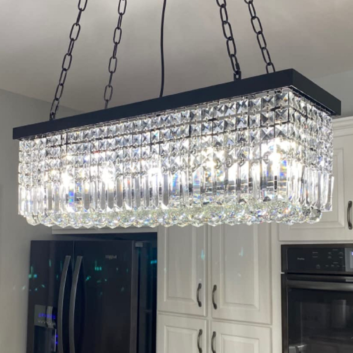 Mercer41 Kearan 5 - Light Kitchen Island Dimmable Rectangle Chandelier ...