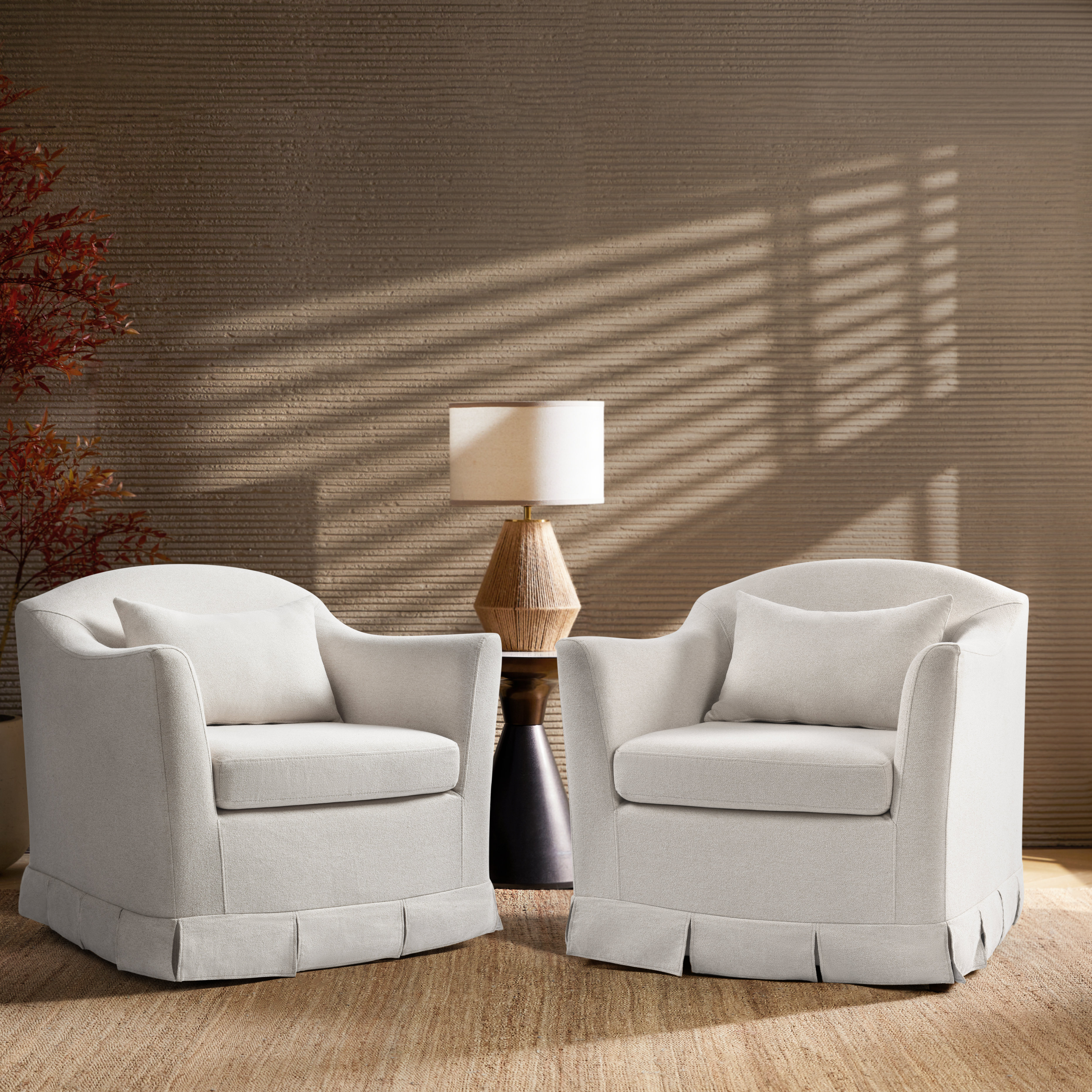 Birch Lane™ Electra Modern Farmhouse Slipcovered Swivel Armchair Set of ...