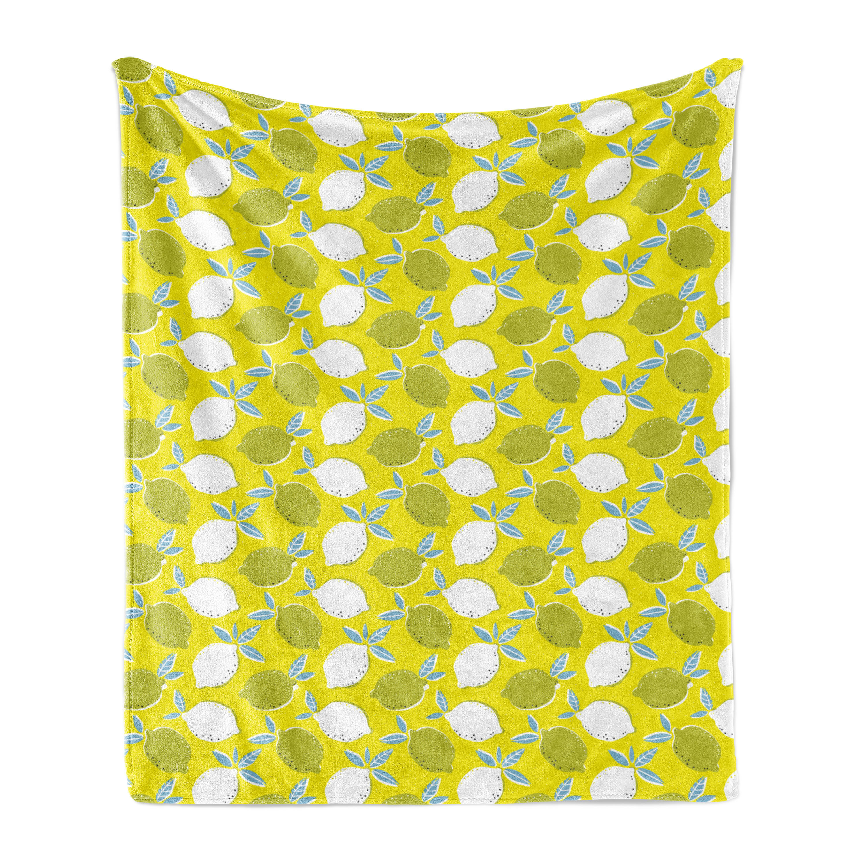 Ambesonne Lemon Fleece Throw Blanket Hand Drawn Big Sour Citrus Yellow ...
