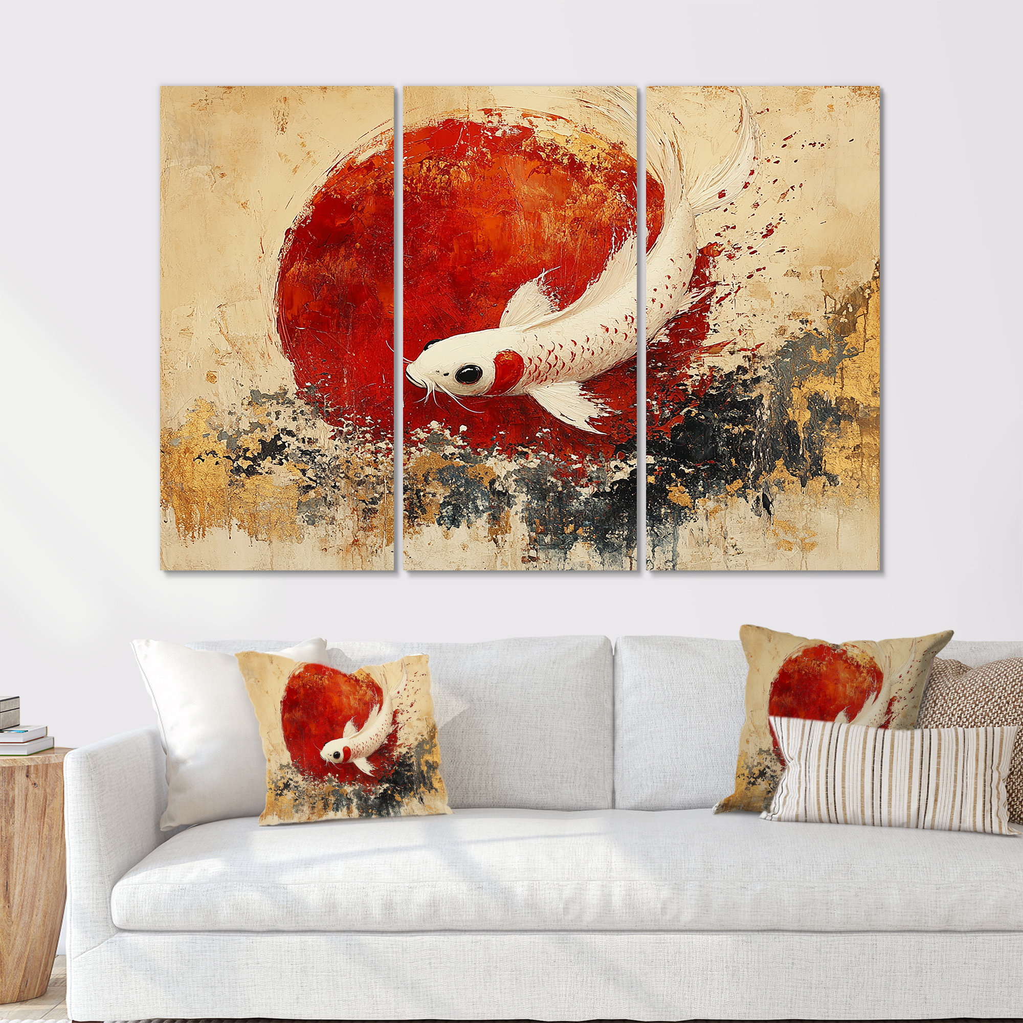 Lark Manor White And Red Koi Fish Chinese Zodiac - Koi Fish Wall Art ...