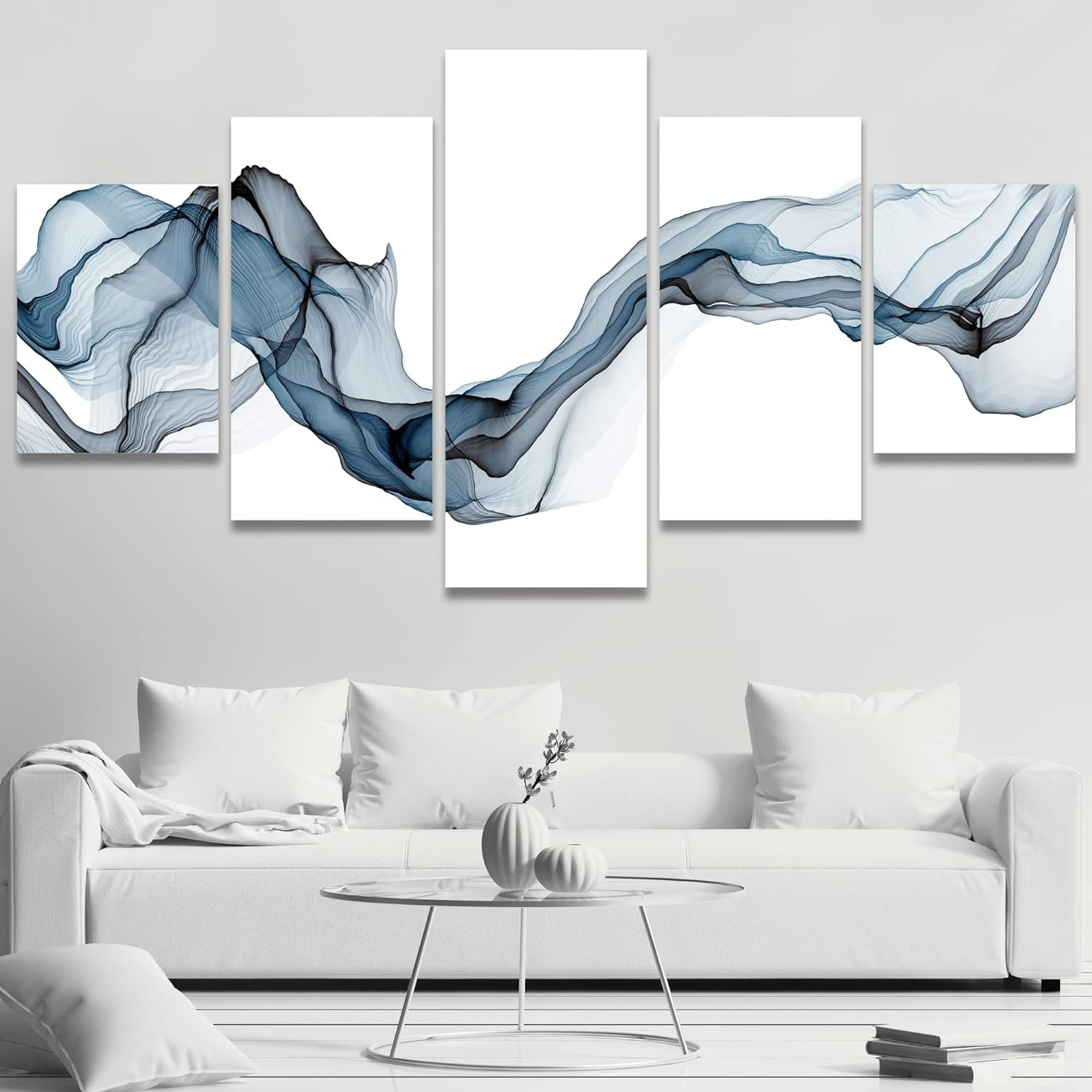 IDEA4WALL Smoke Effect Blue Black Pastel Twisted 3D Smoke Ribbon ...