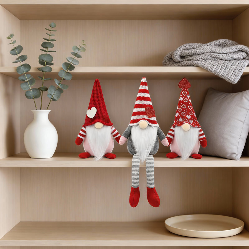 The Holiday Aisle® 3 Piece Valentine Gnome Plush Set With Hearts Home ...