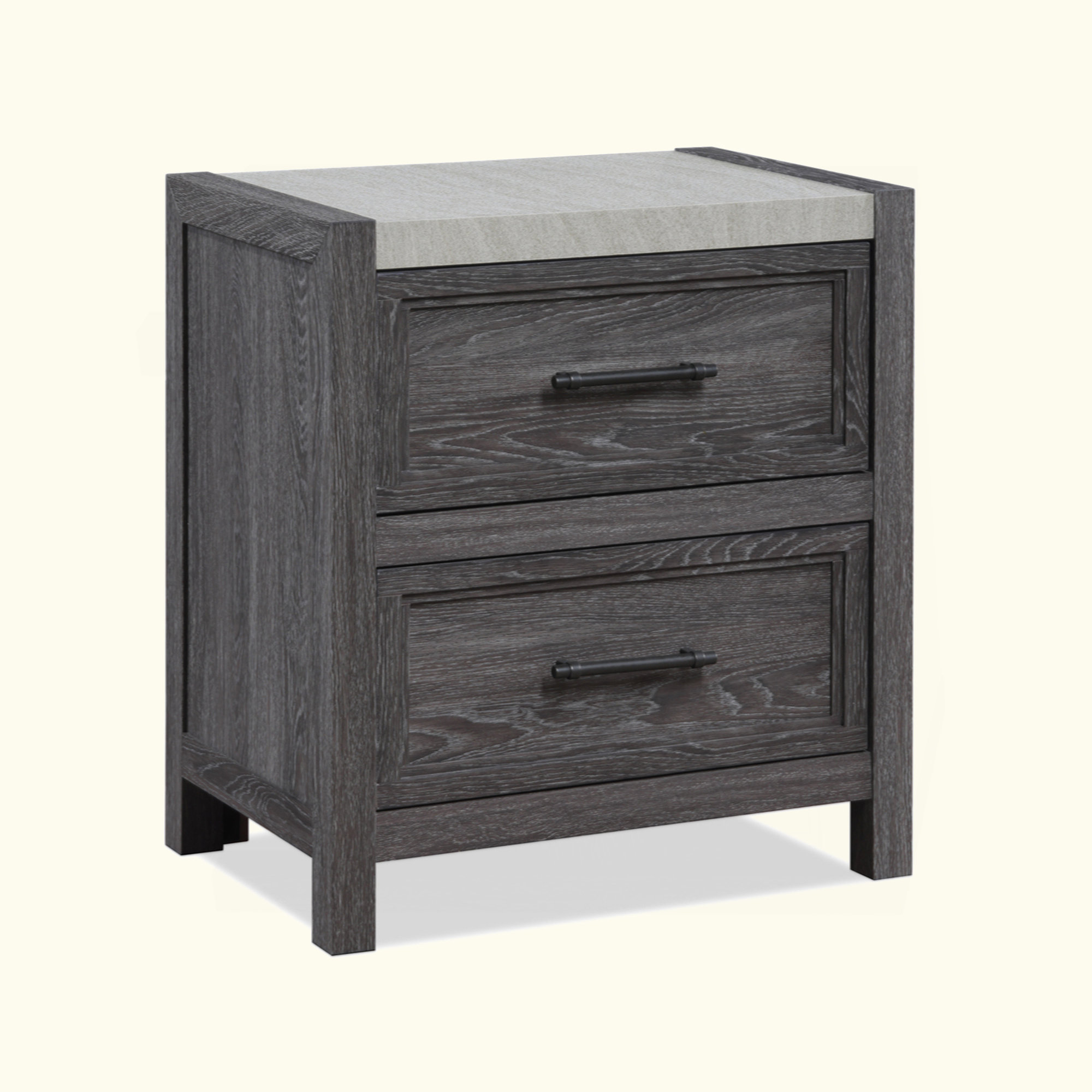 Tech Cube 1Pc Rustic 2-Drawer Two-Tone Nightstand Gray Finish Bedside ...