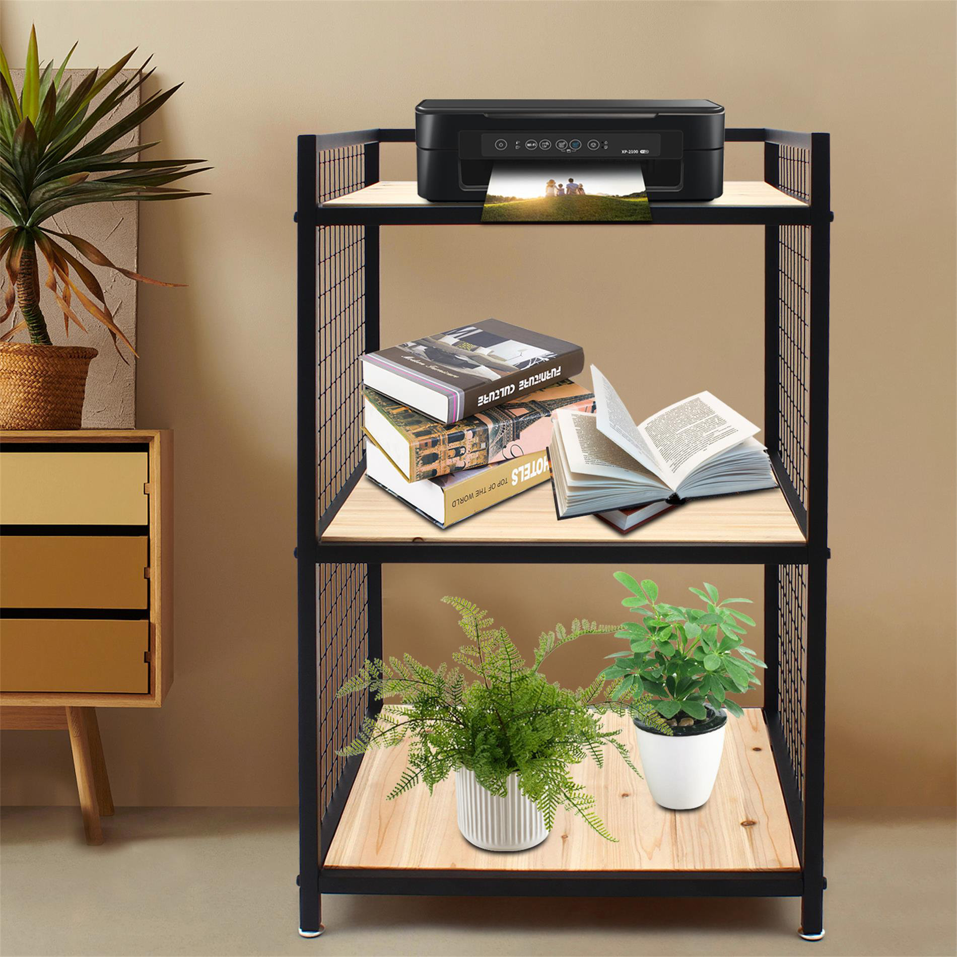 Rebrilliant 35" x 21" x 21" 3-Tier Storage Rack & Reviews | Wayfair