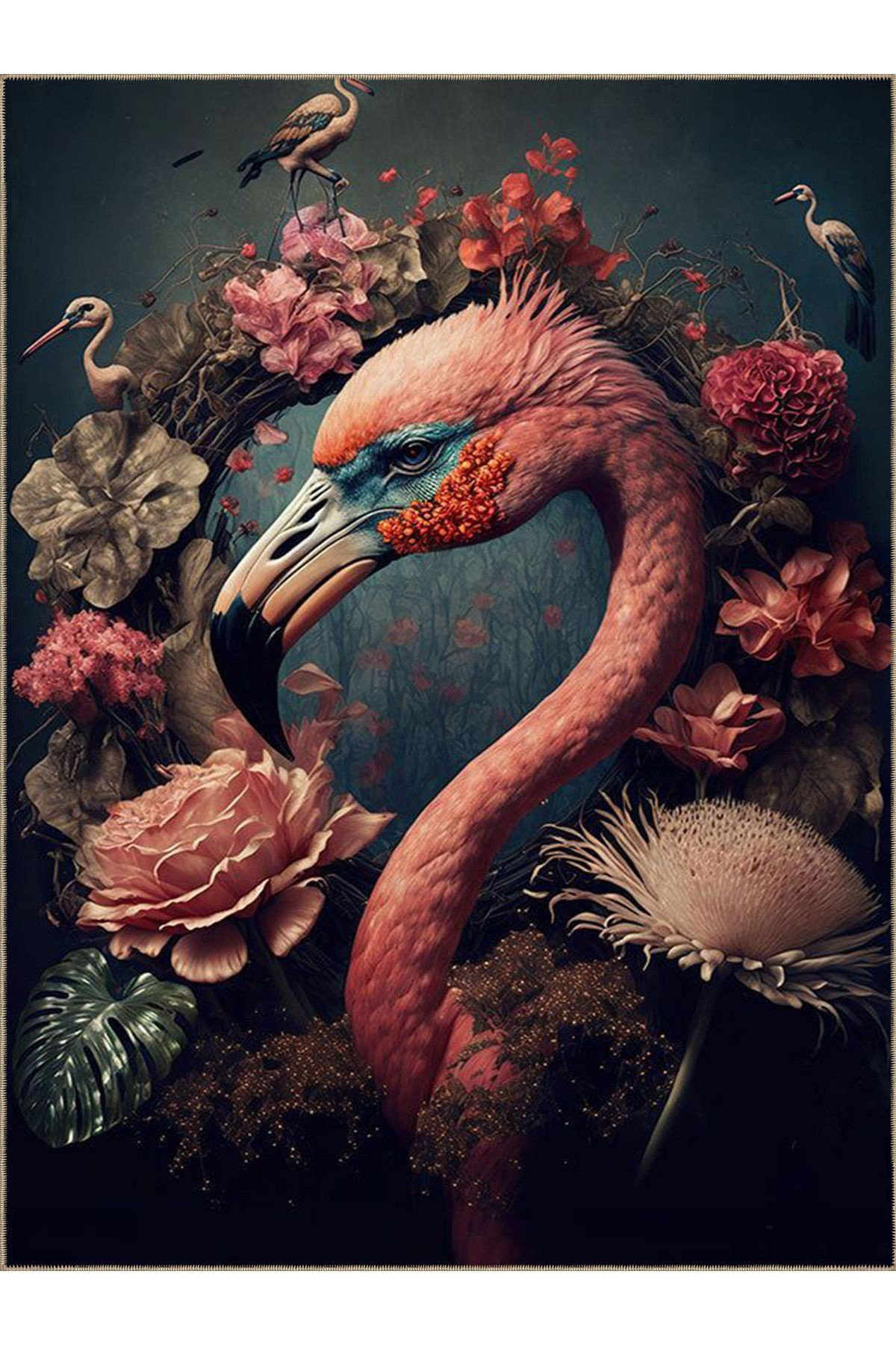 Hokku Designs Washable Surrealist Theme Flamingo Flowers Patterned ...