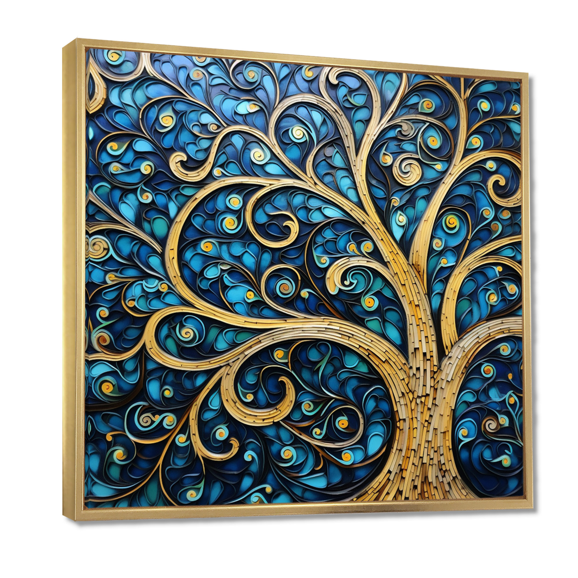 Winston Porter Whirling Art Nouveau Tree Teal Blue Sky - Tree Wall Art ...