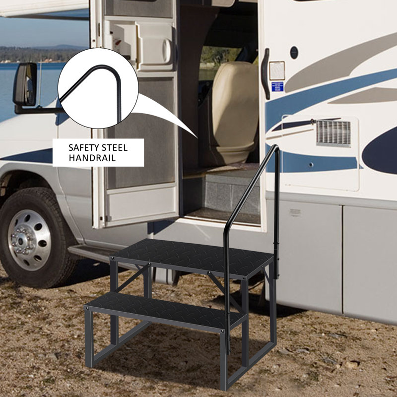 WFX Utility™ RV Steps with Handrail, 2 Steps Ladder Hot Tub Steps with ...