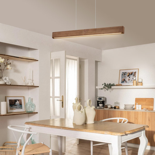 Latitude Run® 1 Light Kitchen Linear Led Pendant With Wood Accents ...