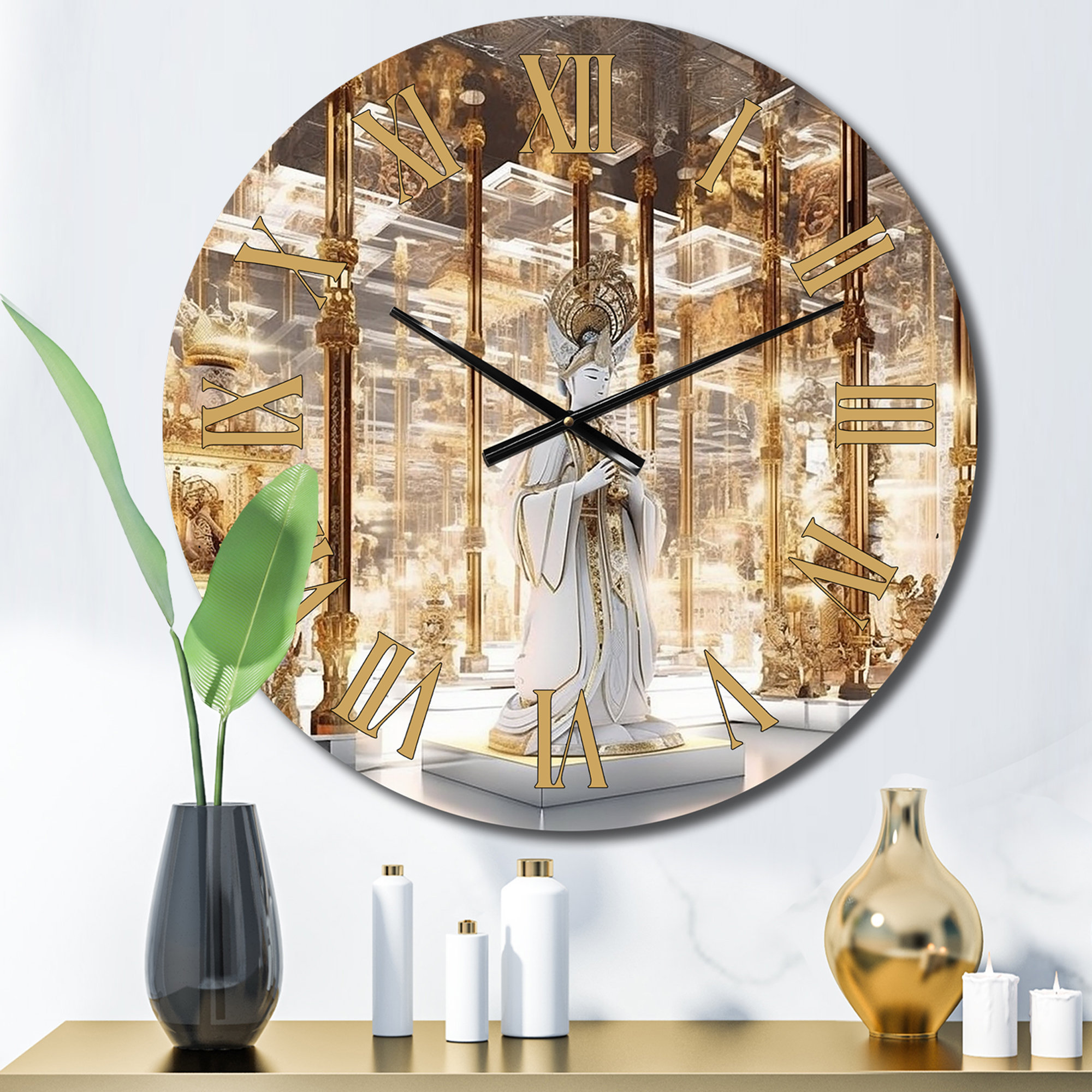 Design Art White Hindu Goddess Divine Elegance - Hinduisim Wall Clock ...