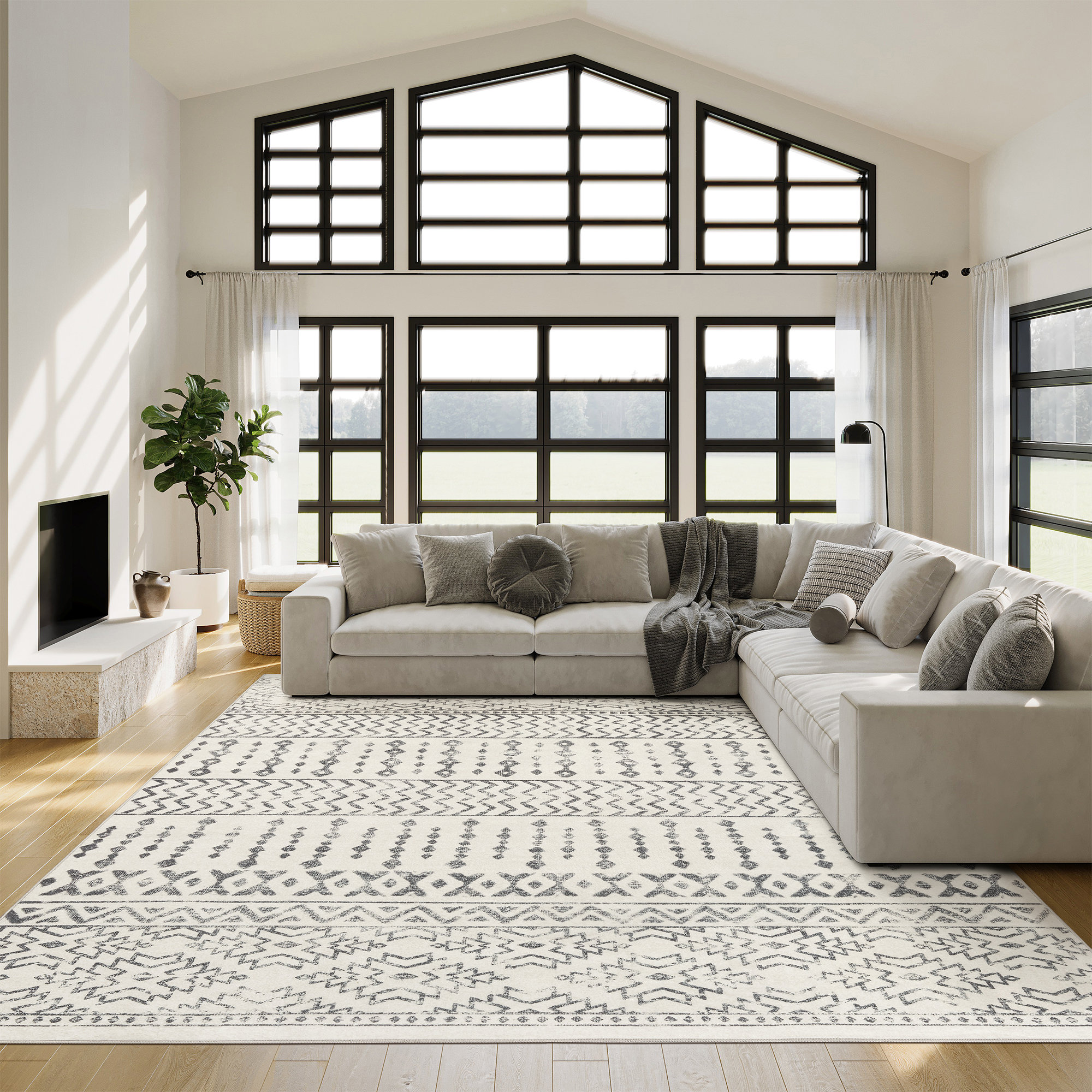 Union Rustic Ultra-Thin Moroccan Washable Rug, Anti-Slip Backing Rugs ...