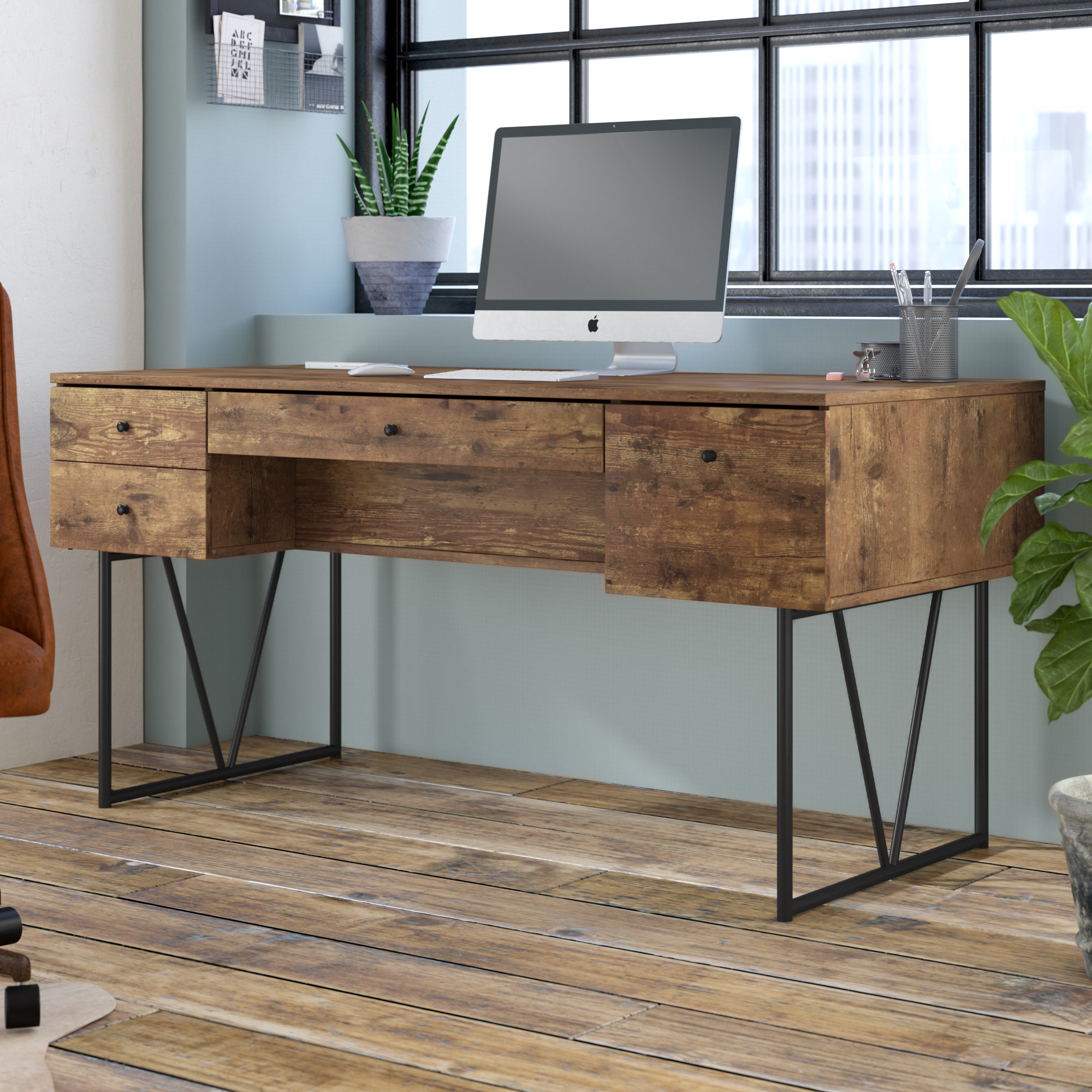 Wayfair wood and metal desk store