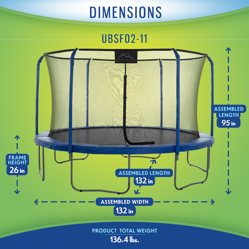 Upper Bounce Machrus Skytric 11 FT Round Trampoline Set with Premium ...