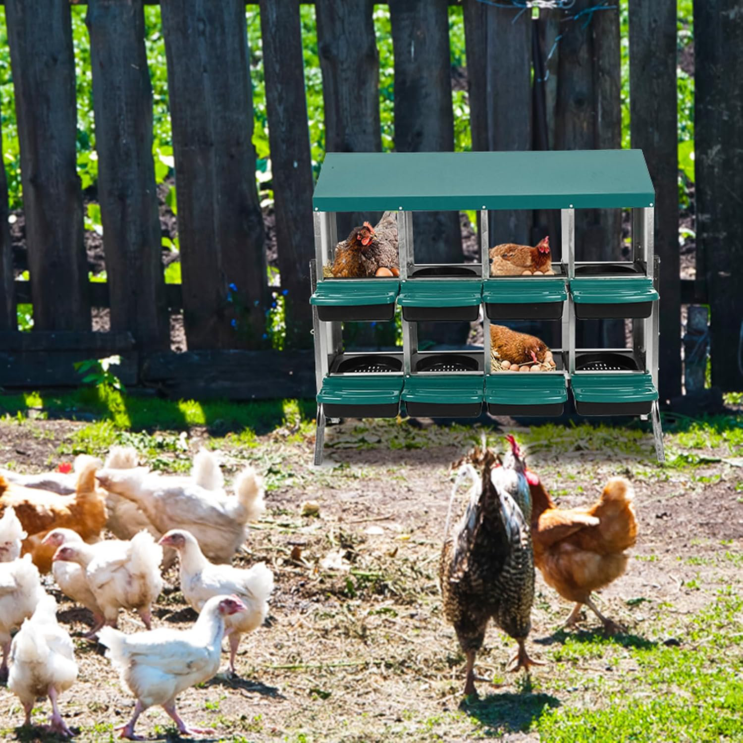 Archie & Oscar™ Chicken Nesting Box, Green 8 Hole Chicken Laying Box ...