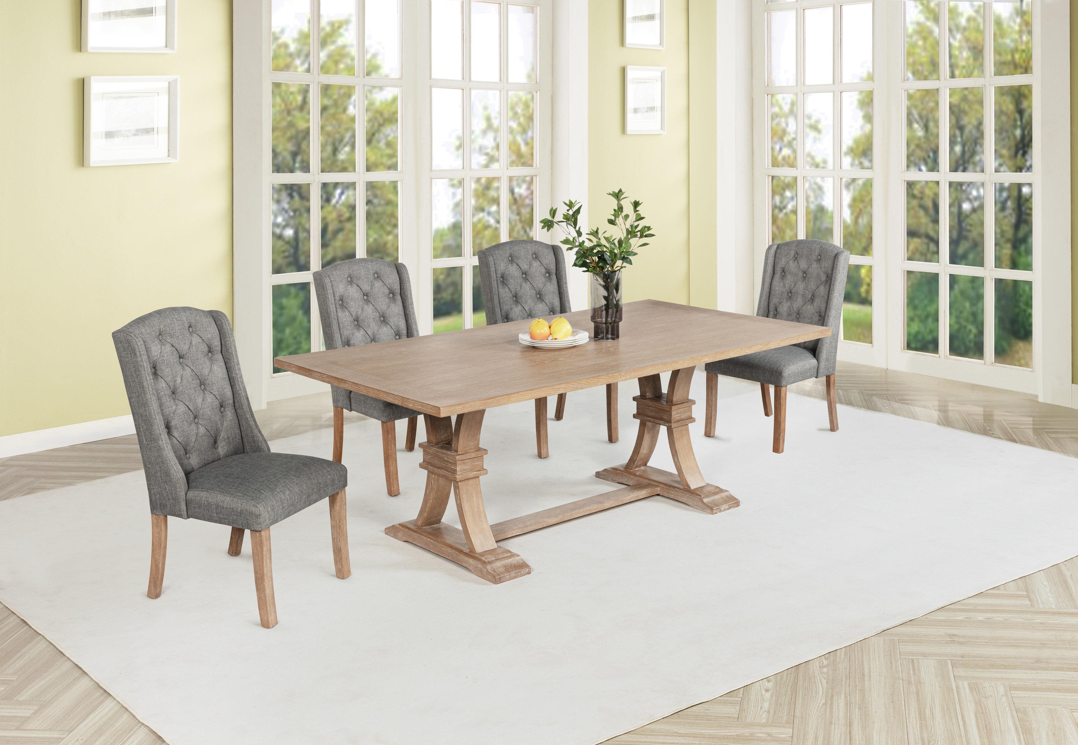 Rosalind Wheeler Traditional Style Dining Set With Wingback Chairs ...
