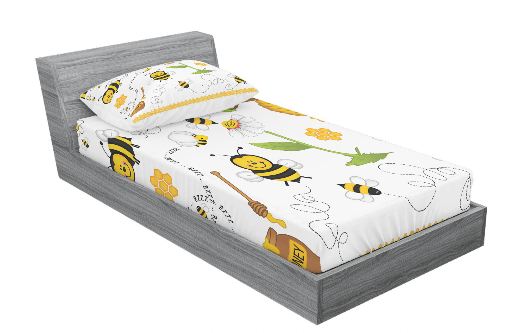 Ambesonne Flying Bees Daisy Honey Chamomile Flowers Pollen Springtime ...