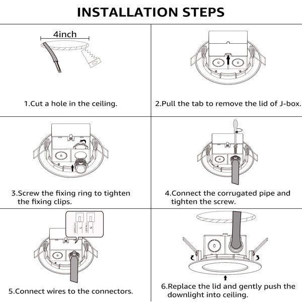 TORCHSTAR 4" Remodel IC LED Recessed Downlight Dimmable Slim Panel UL ...