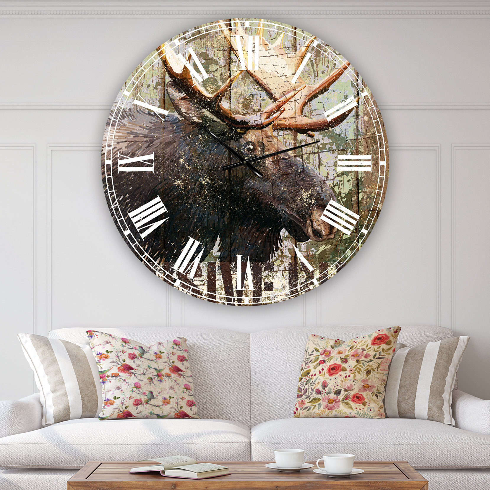 East Urban Home Open Season Moose - Oversized Traditional Wall Clock ...