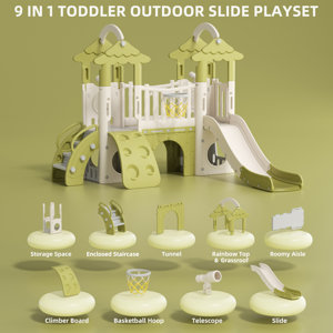 GLAF 9 In 1 Toddler Slide, Kids Slide With Two Climbers Indoor Outdoor ...