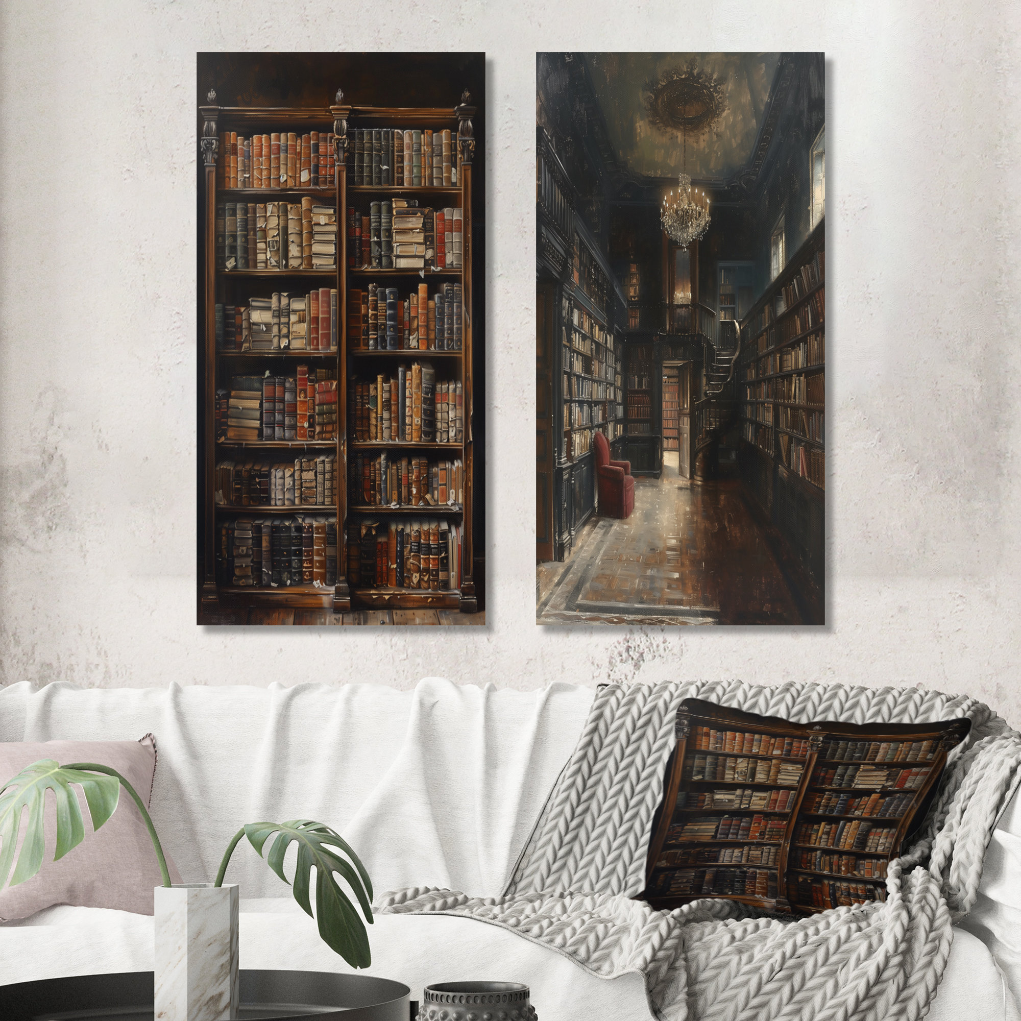 Design Art Brown Library Shelves Historic Haven I - Libraries Wall Art ...