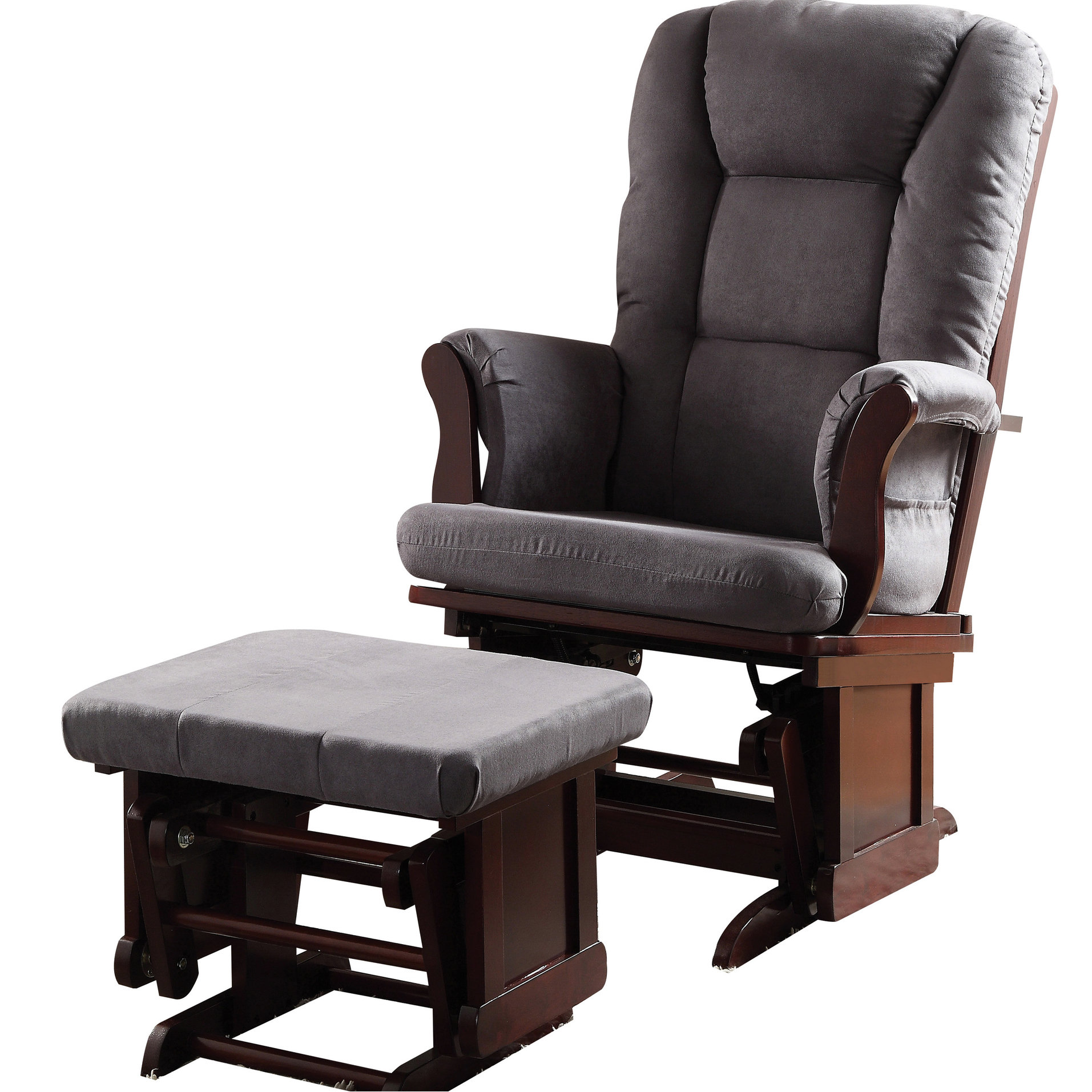 Wildon Home® Grey And Brown Glider Chair Ensemble - Modern Look, Upholstery, Relaxing Glide For ...