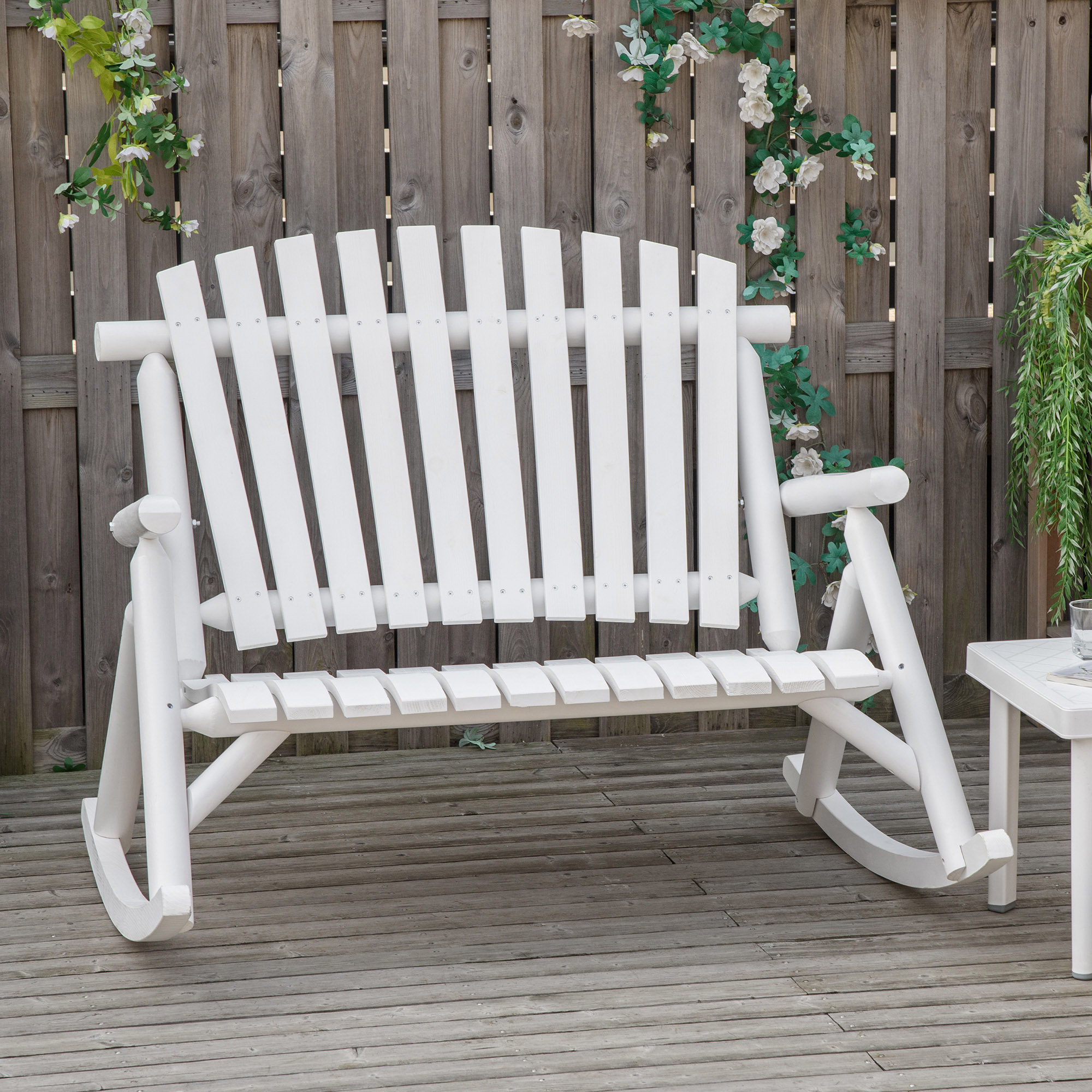 Beachcrest Home Outsunny Outdoor Wooden Rocking Chair, Double-Person ...