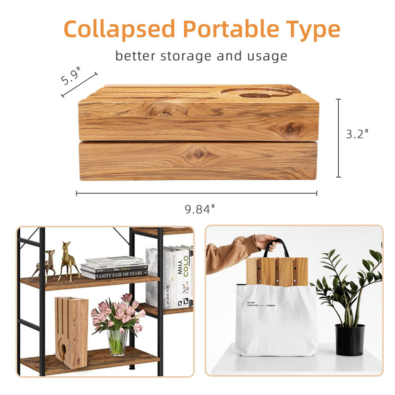 Loon Peak® Foldable Natural Teak Bathtub Tray With Retractable Handle ...