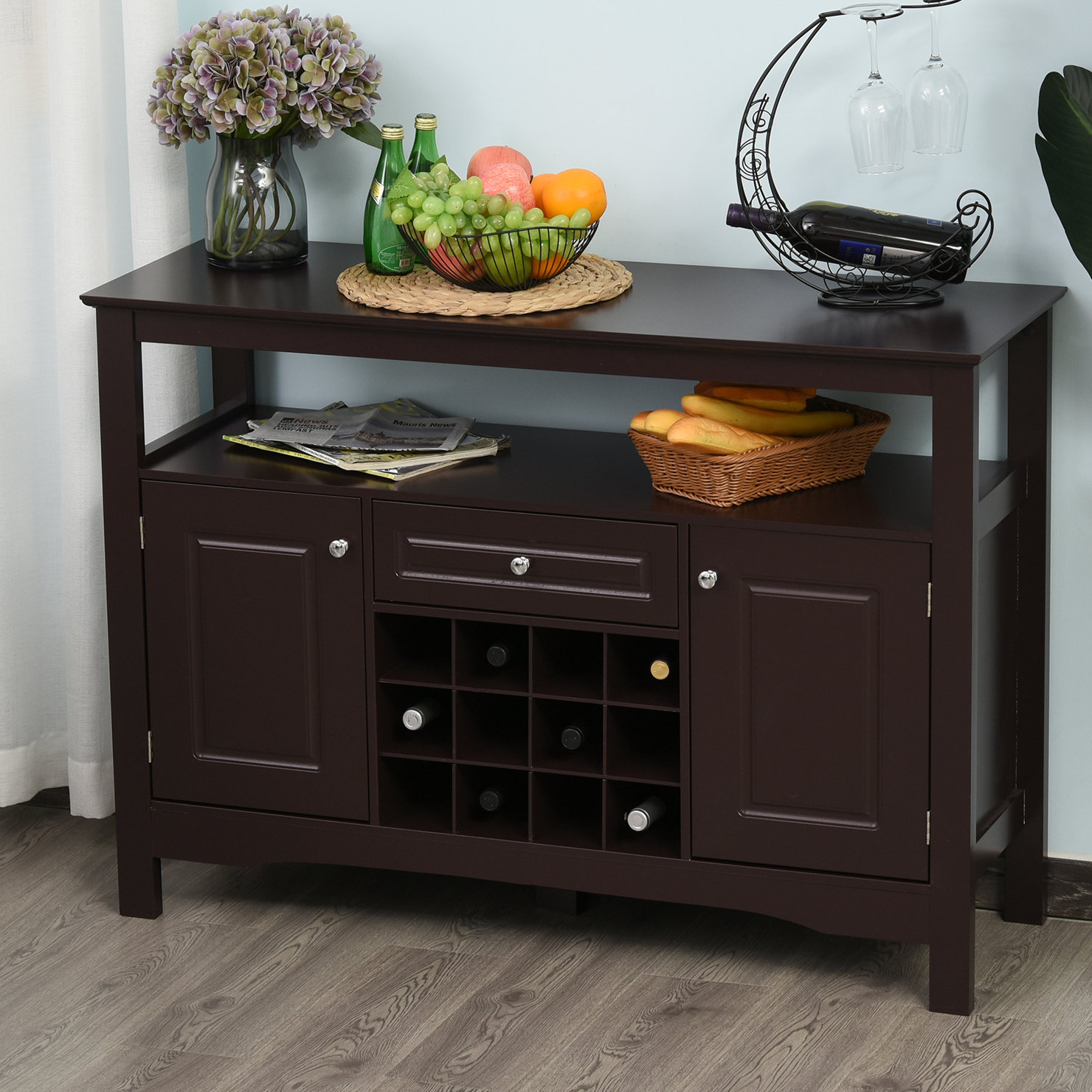 Red Barrel Studio Brycin Modern Wine Buffet Sideboard Storage Natural ...