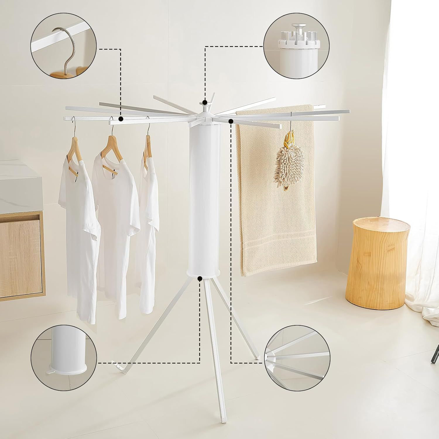 Orren Ellis Tripod clothes drying rack, portable, foldable, space ...
