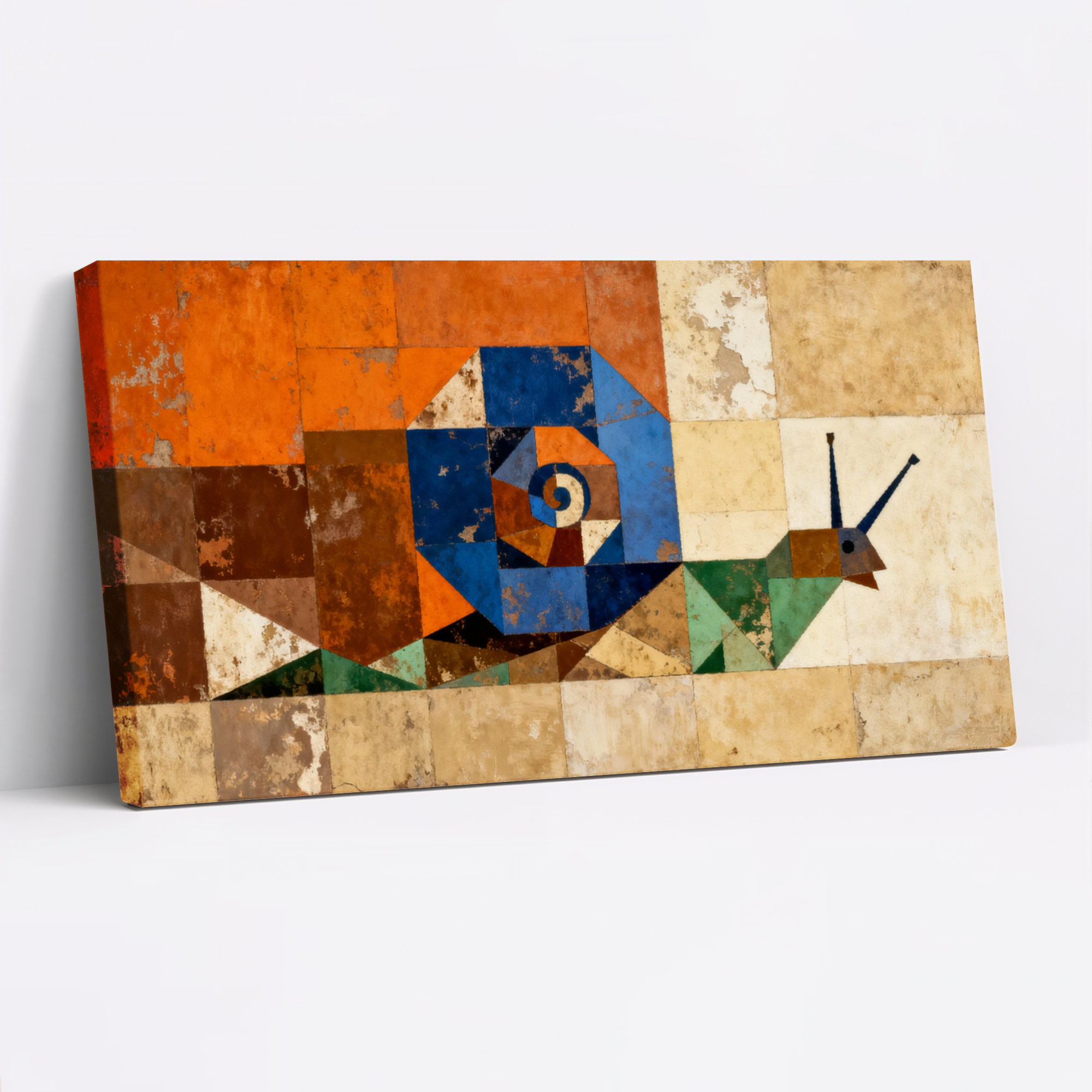 George Oliver Geometric Snail Abstract Art Canvas Wrapped Wall Art Oil ...
